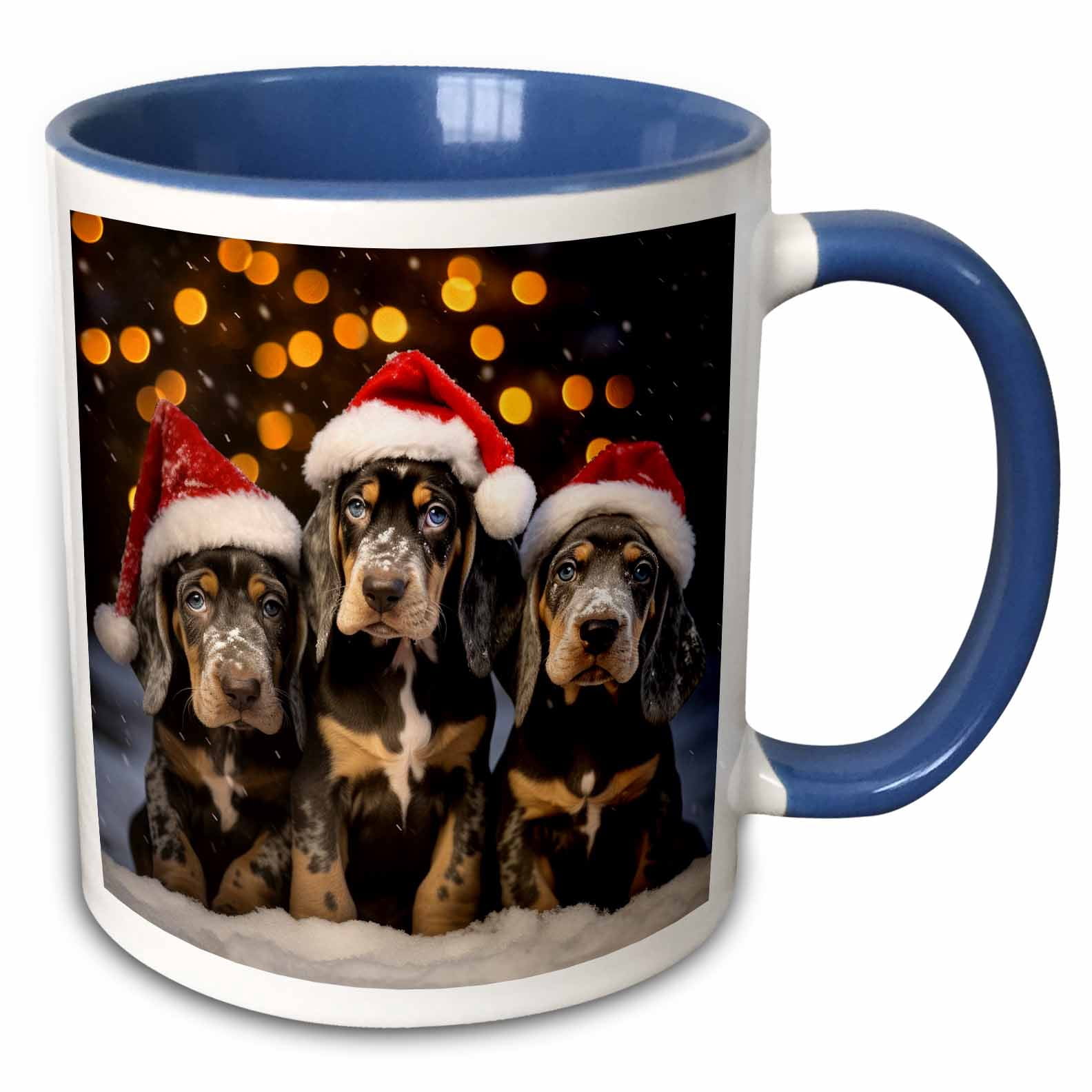 3drose, Photo of Three Bluetick Coonhound Puppies with Santa Hats in ...