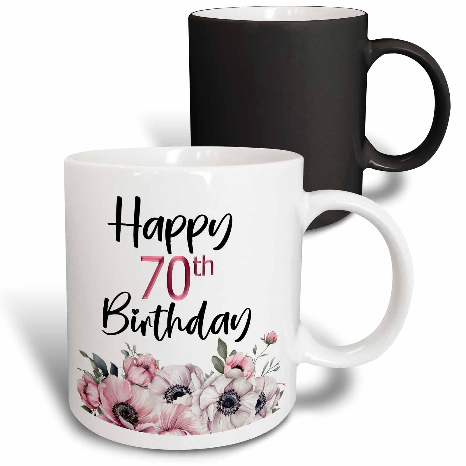 3drose, Pink and White Anemone Flowers Happy 70th Birthday, 11oz Magic ...