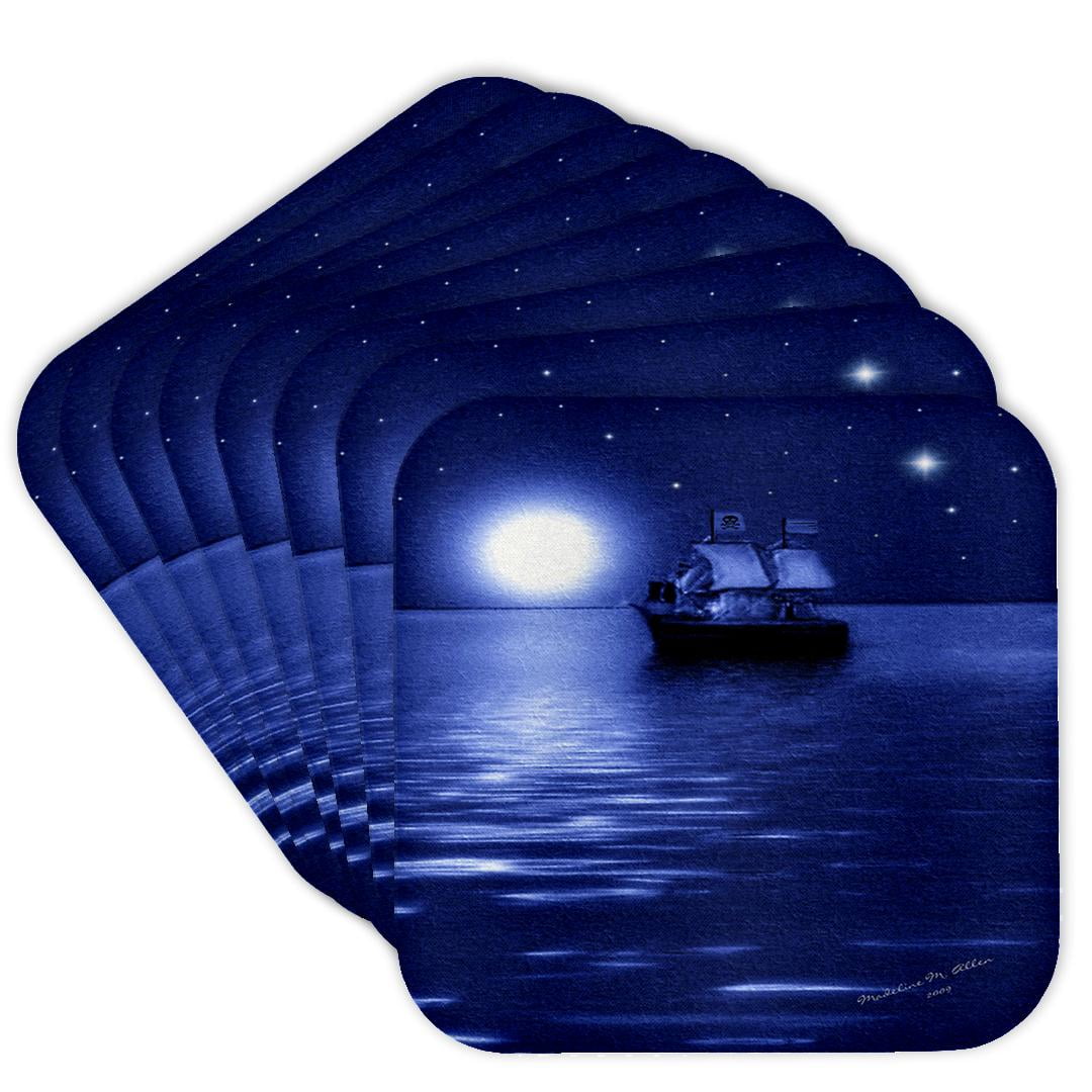 3drose, Pirate Ship - Smudgeart Ship Art, Set of 8 Coasters - Soft ...