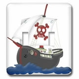 3dRose, Pirate Ship With Skull and Bones Sail Illustration, double ...