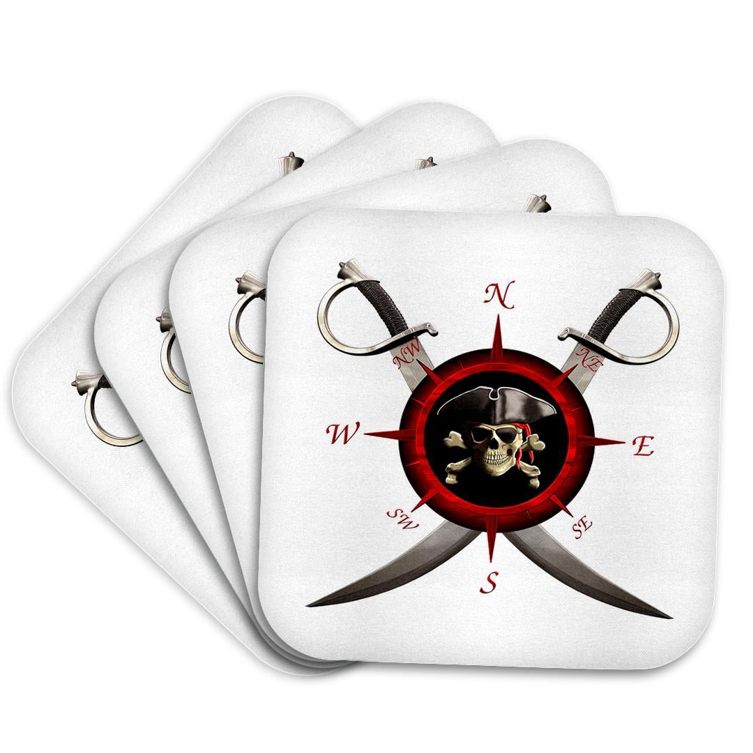 3drose, Pirate Themed Compass Rose with Pirate Skull and Swords., Set ...