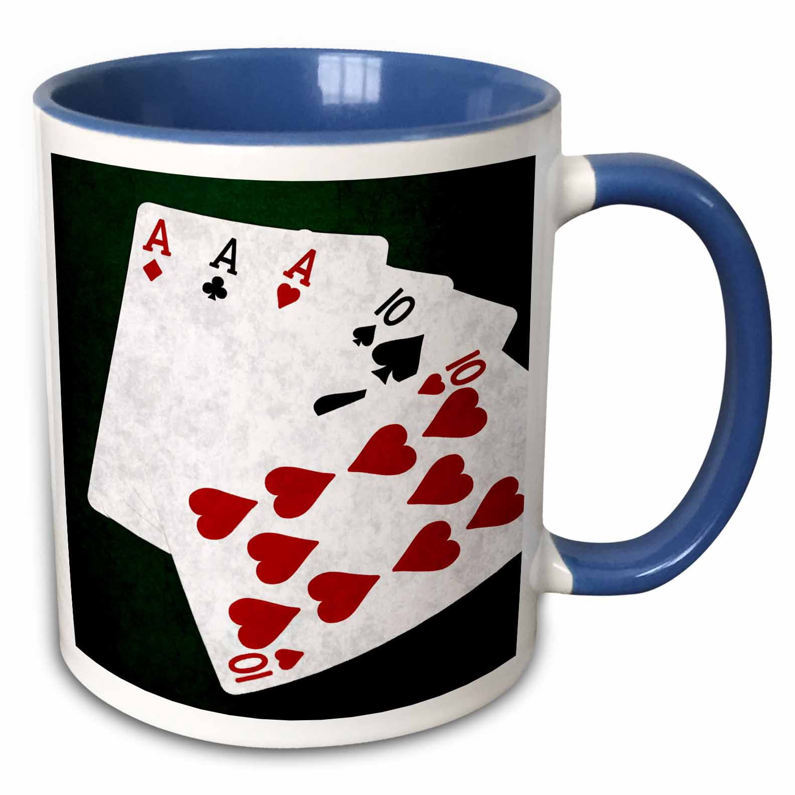 3drose, Poker Hands Full House Ace Ten, 15oz Two-tone Blue Mug ...