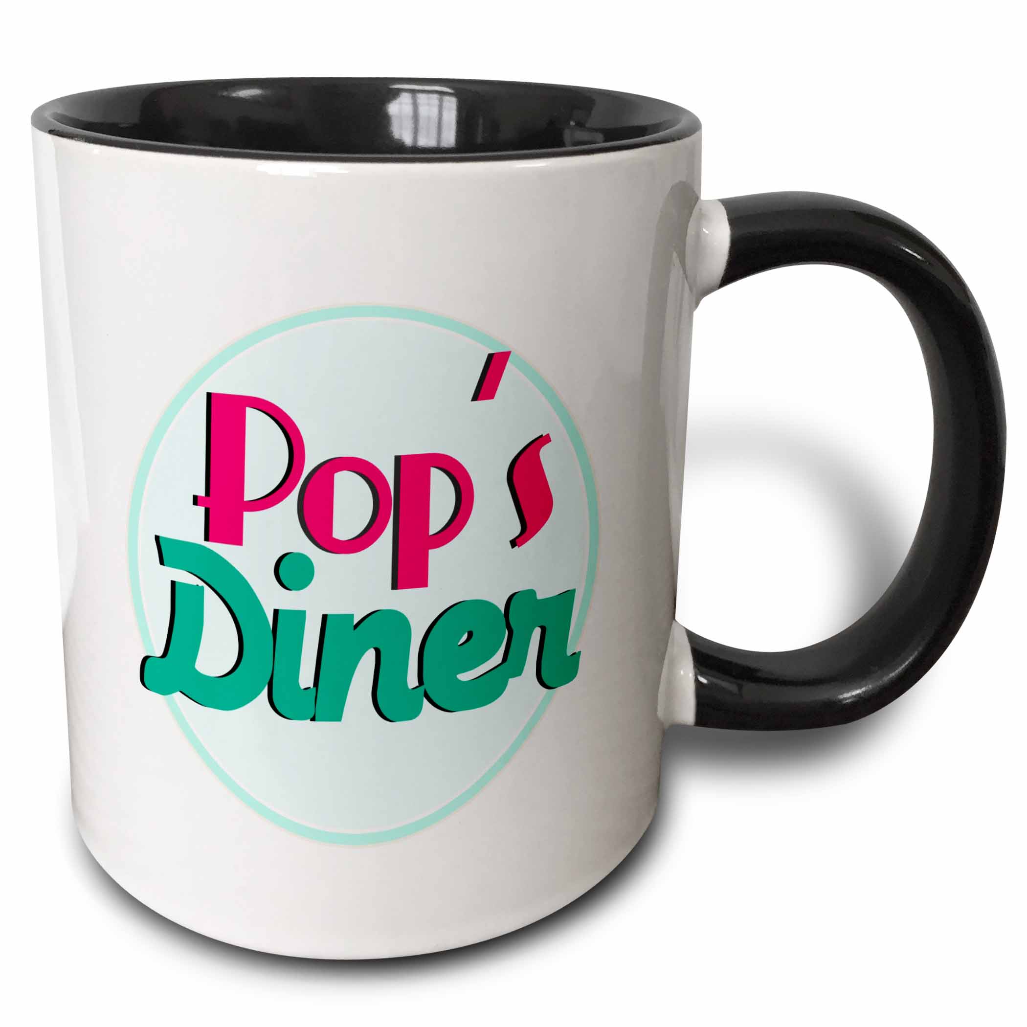 3drose, Pops Diner on White - Retro Hot Pink Turquoise Teal Blue 1950s ...