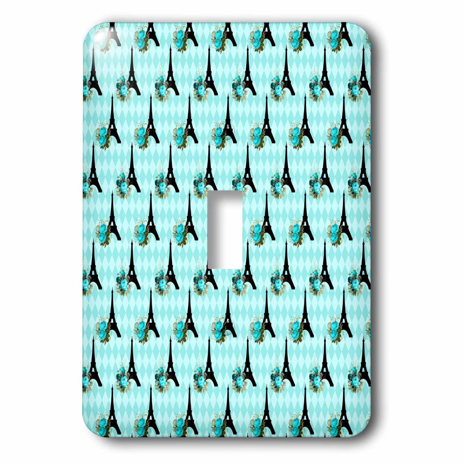 3dRose, Pretty Aqua and Black Floral Eiffel Towers On A Diamond ...