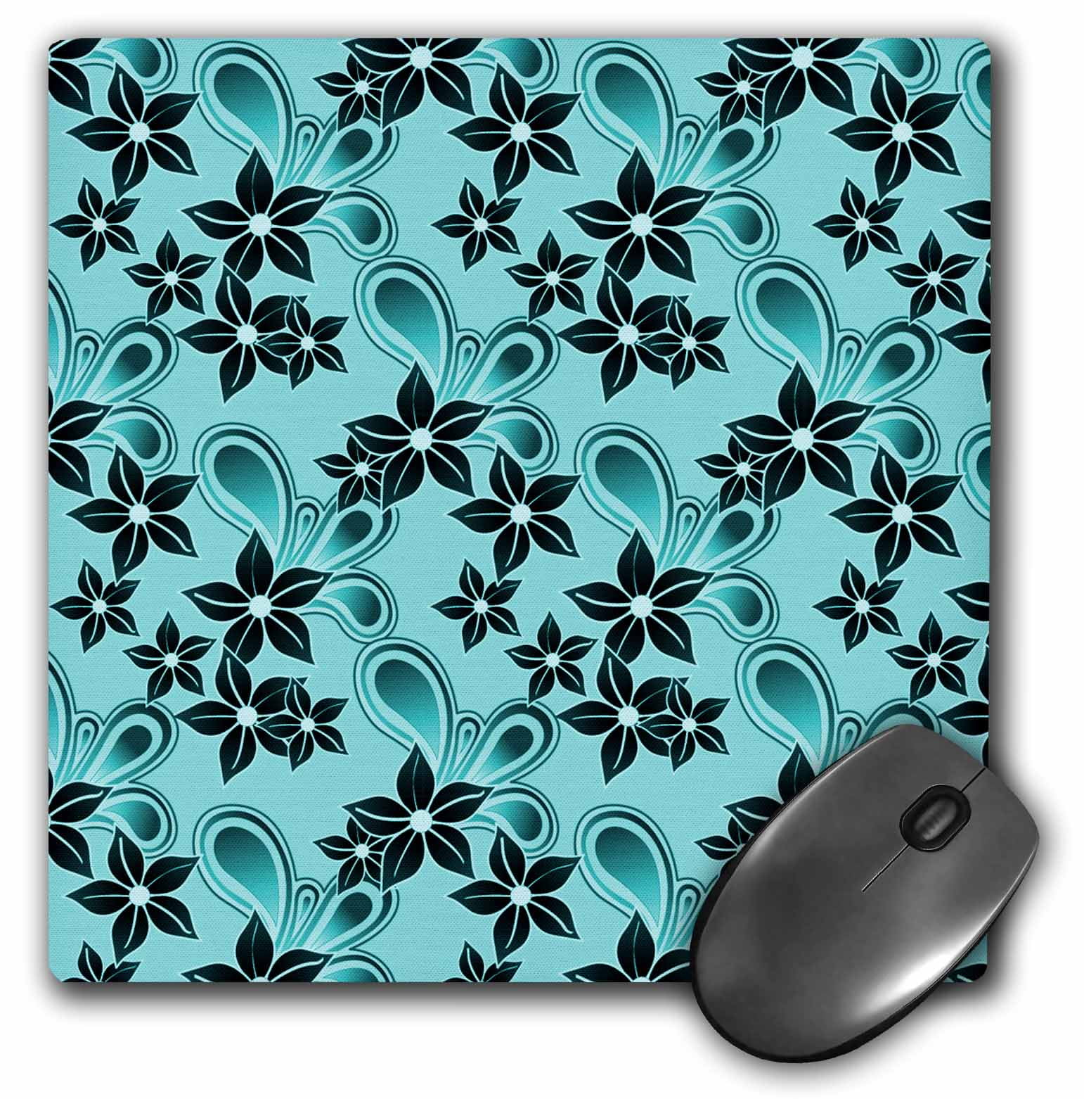 3dRose, Pretty Deep Turquoise Flowers On A Flourish On A Light Blue ...