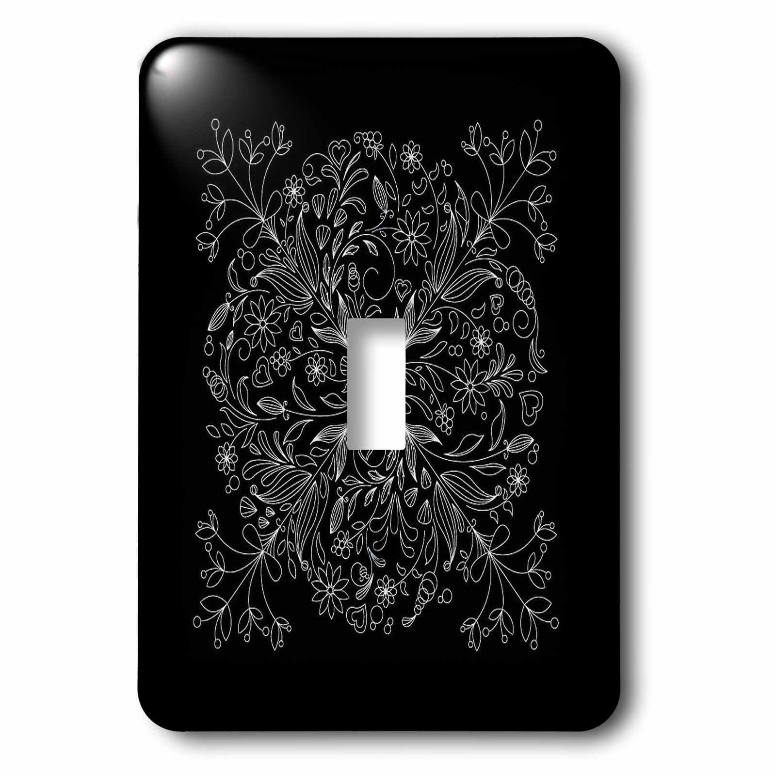 3dRose, Pretty Lacey Flower Decorated Square In White On A Black ...