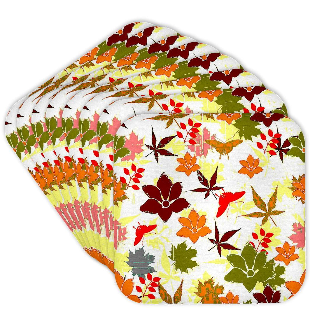 3drose, Pretty Multi - Colored Flower Pattern, Set of 8 Coasters - Soft ...
