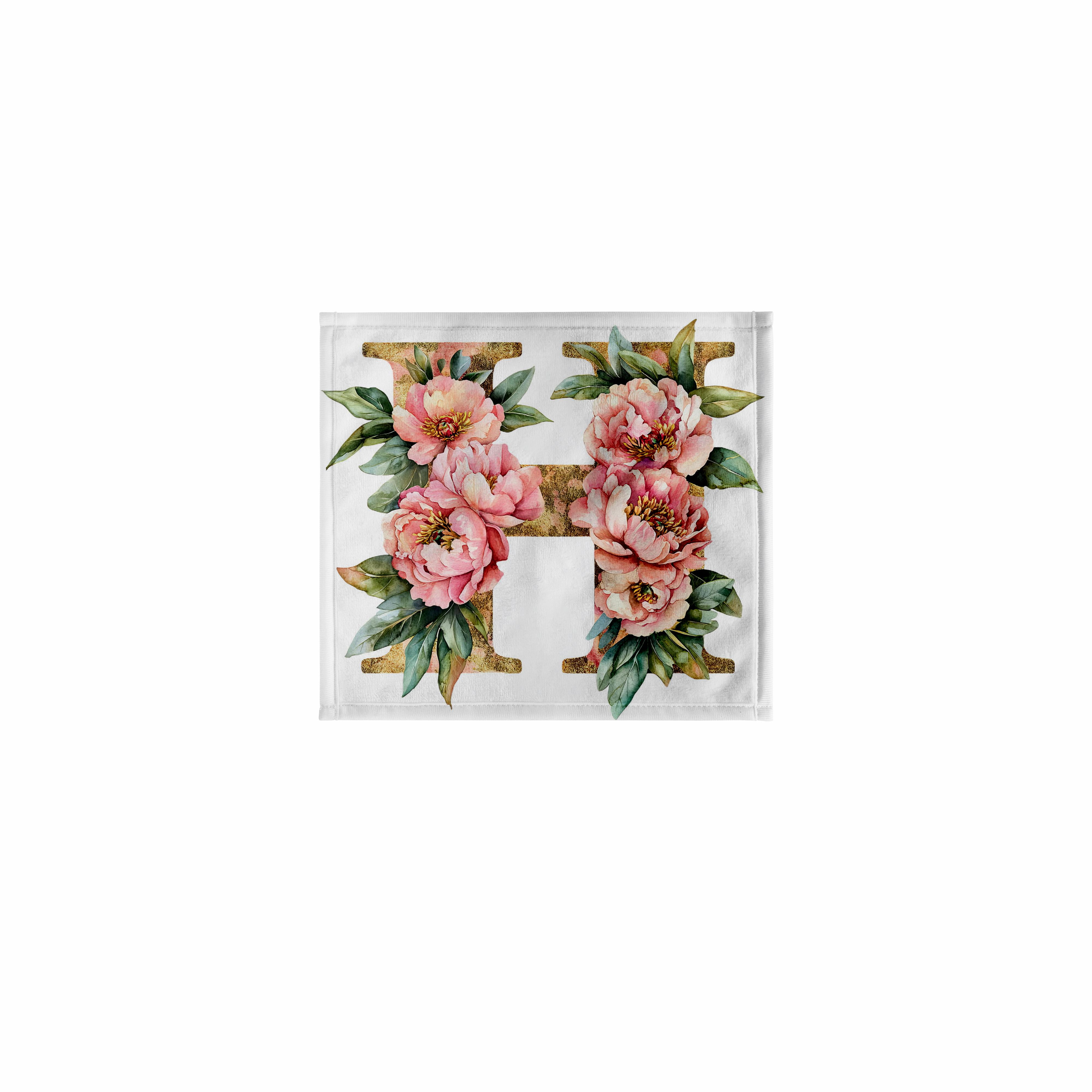 3dRose, Pretty Pink Peony Floral Monogram Initial H, 11x12 Wash Cloth ...
