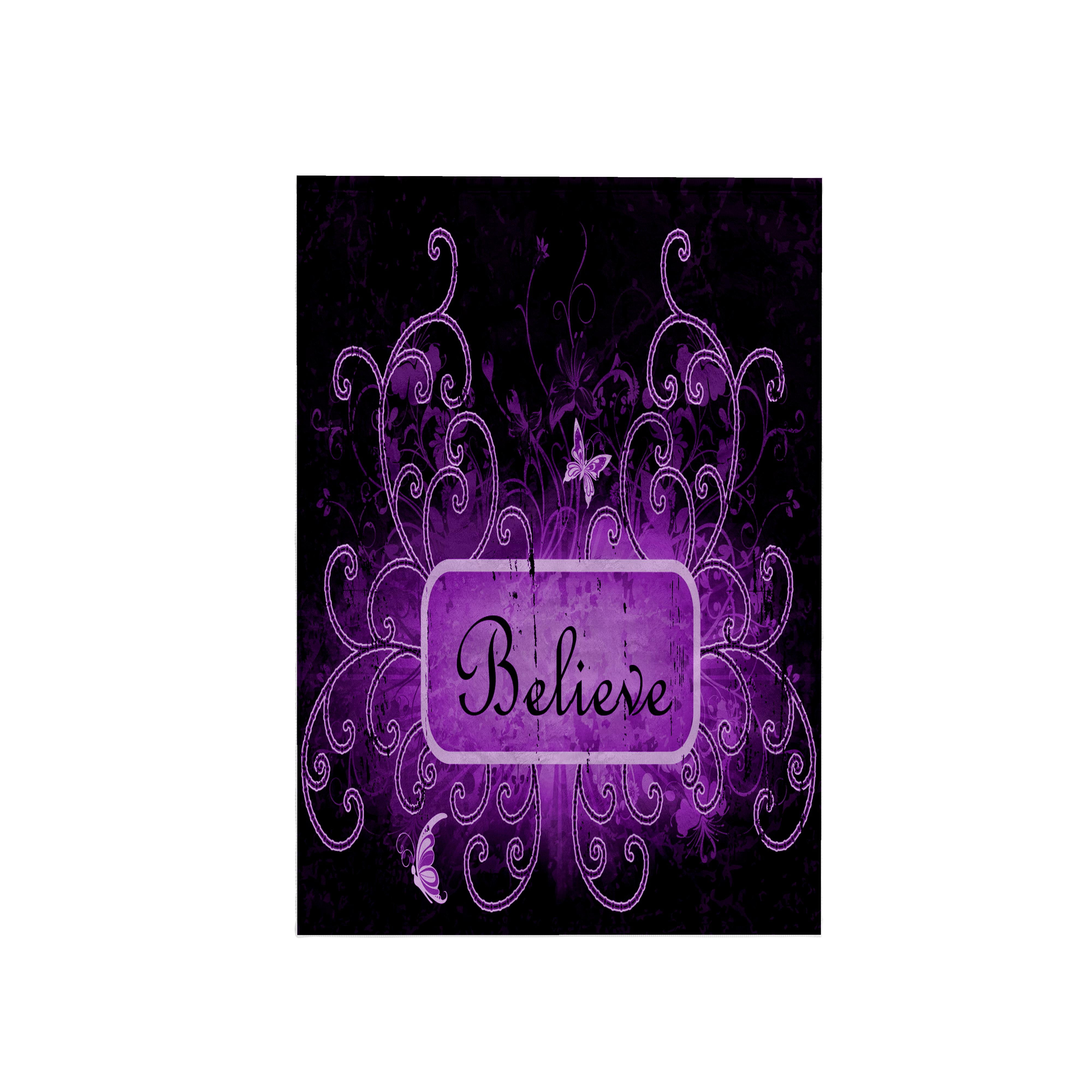 3dRose, Pretty Purple Flourish With Purple Butterflies With The Word ...