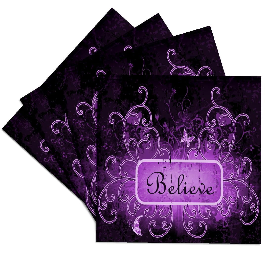 3drose, Pretty Purple Flourish with Purple Butterflies with the Word ...