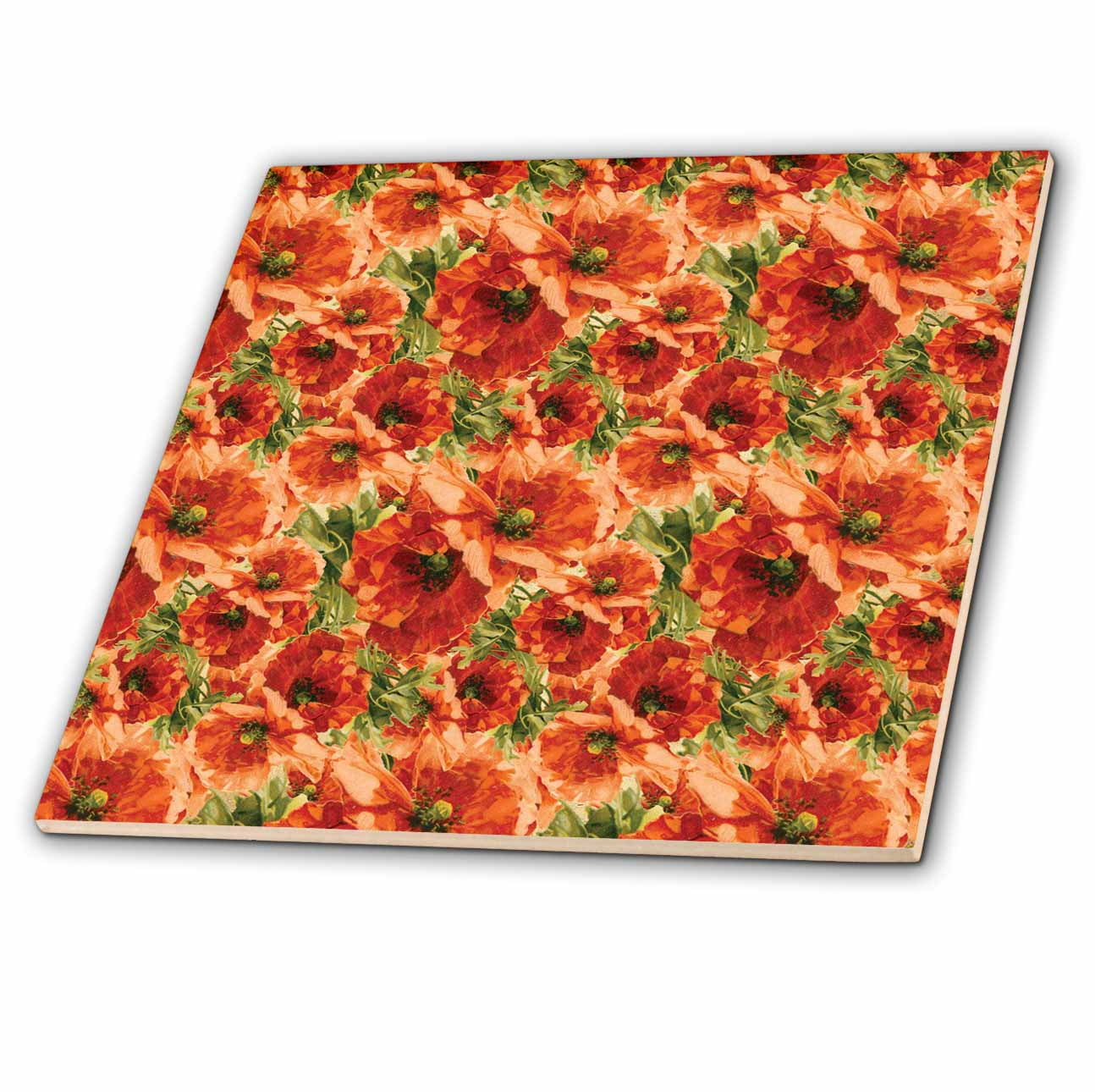 3dRose, Pretty Red Poppy Floral, 8 Inch Ceramic Tile - Walmart Business ...