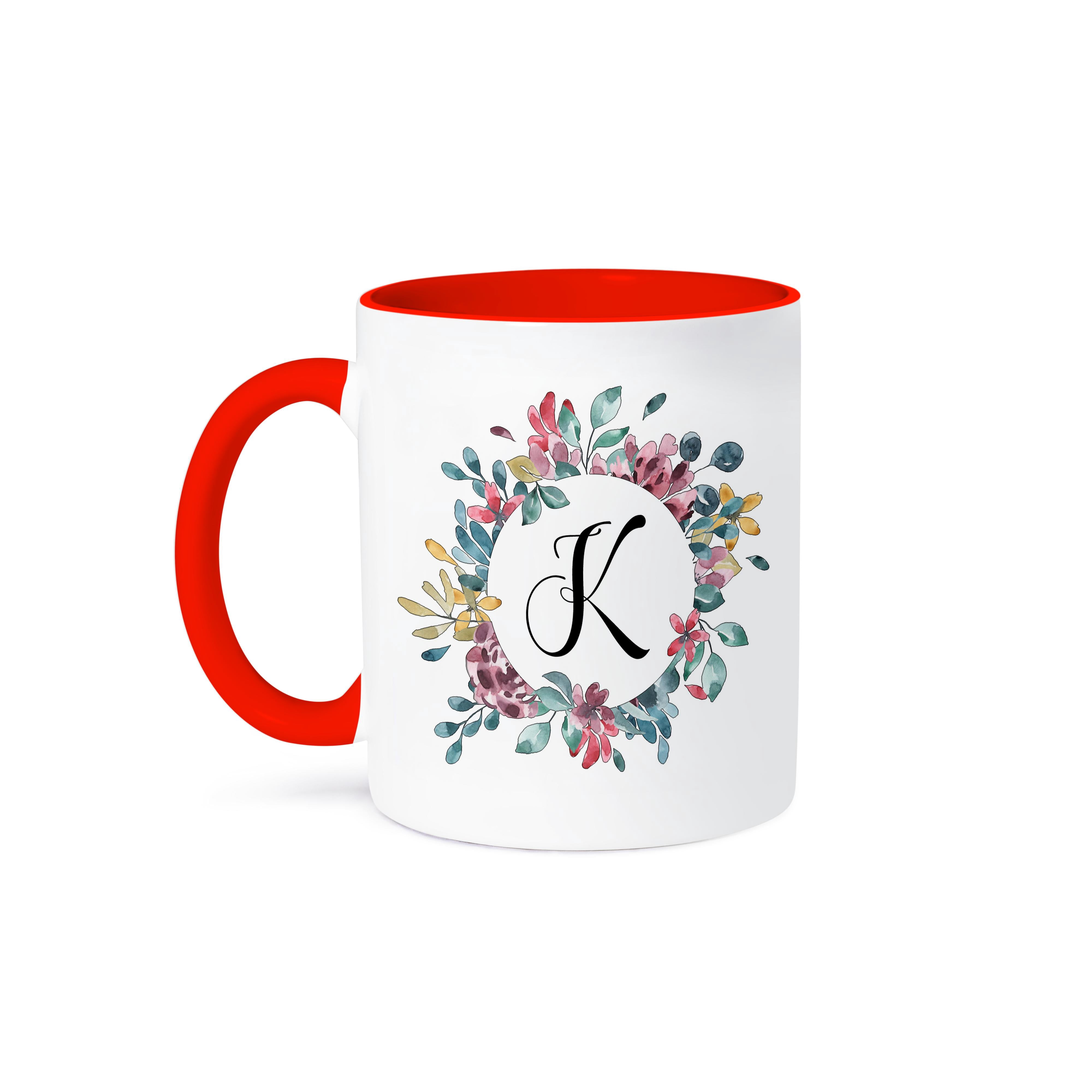 3dRose, Pretty Watercolor Floral Circle Frame With A Monogram Initial K ...
