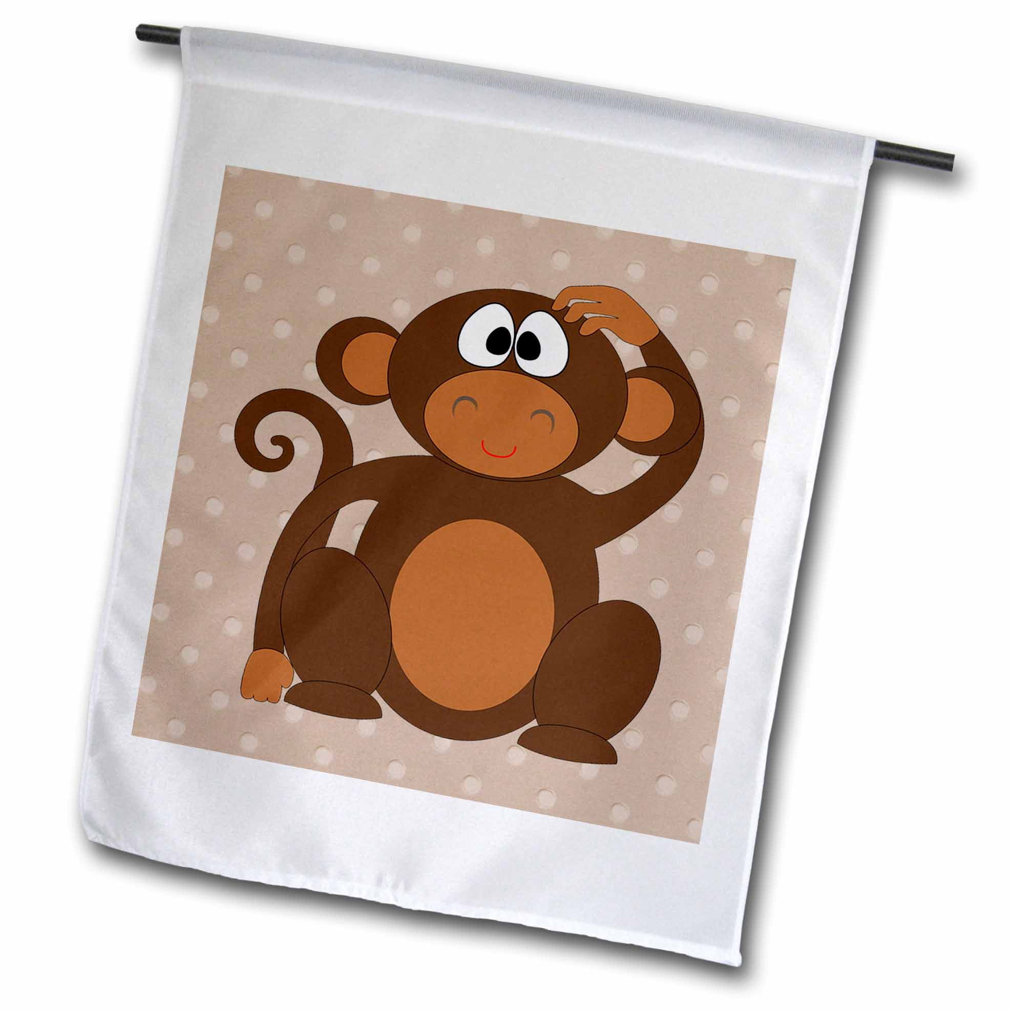 3dRose Print of Adorable Monkey On Tan Dots - Garden Flag, 12 by 18 ...
