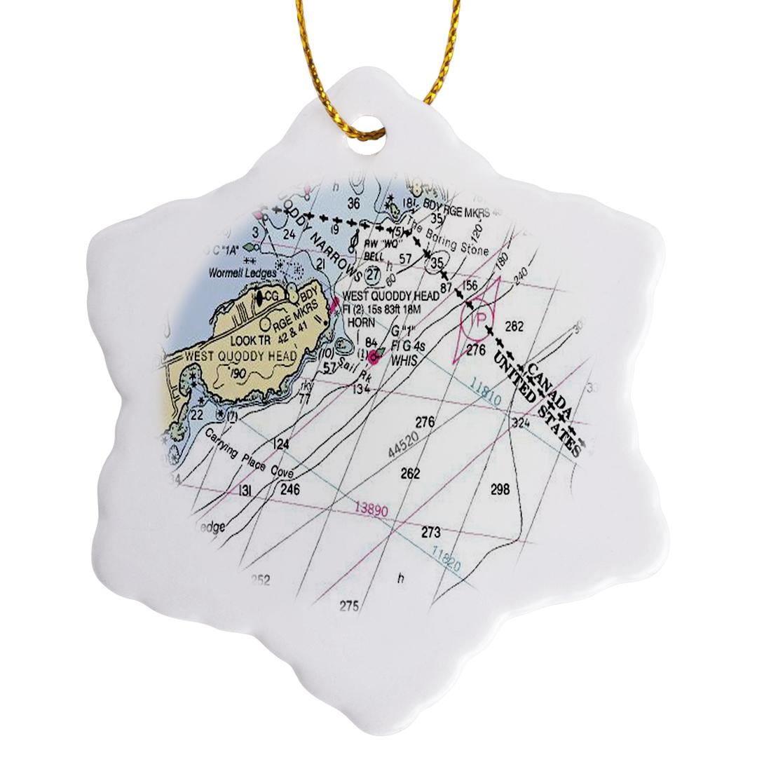 3drose, Print of Bay of Fundy Nautical Map, 3 inch Snowflake Porcelain ...