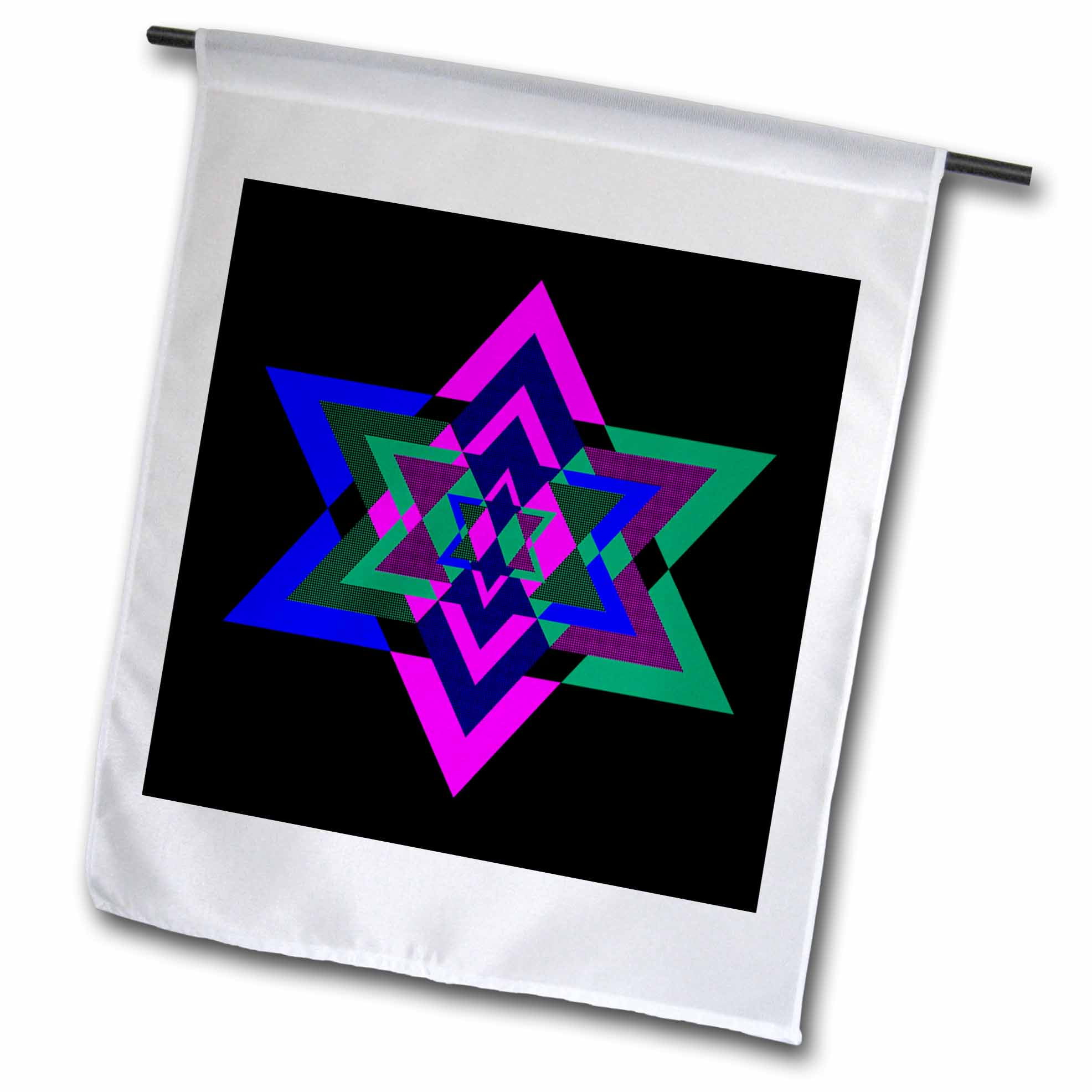 3dRose, Print of Contemporary Pink And Green Star On Black, 12 x 18 ...