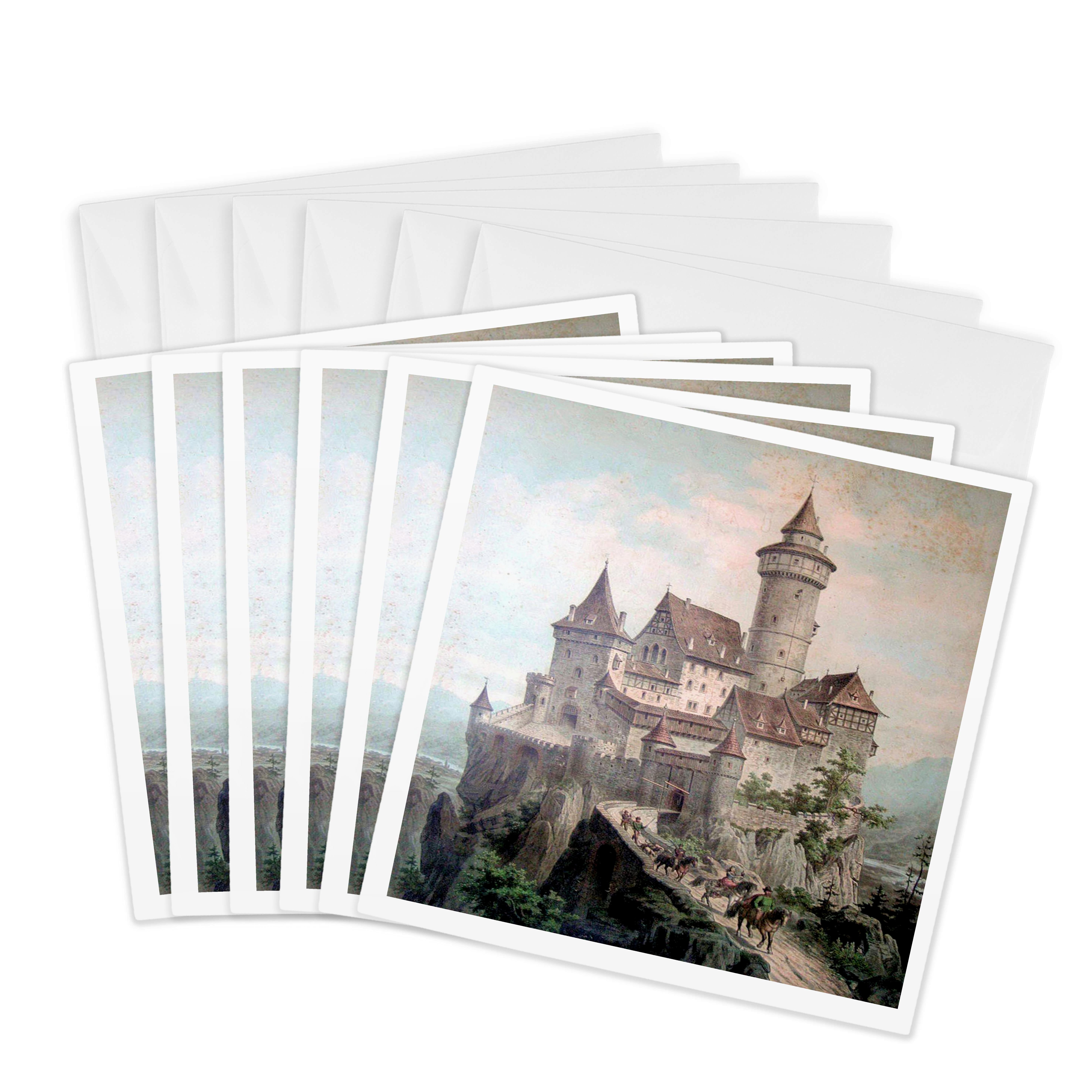 3drose, Print of Medieval Castle Color Illustration, 6 Greeting Cards ...