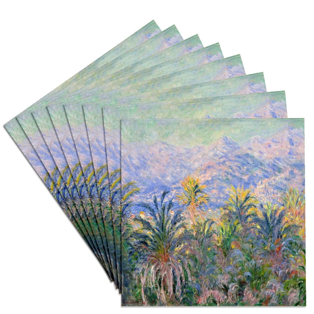 3drose, Print of Monet Painting of Palm Trees and Mountain, Set of 8 ...