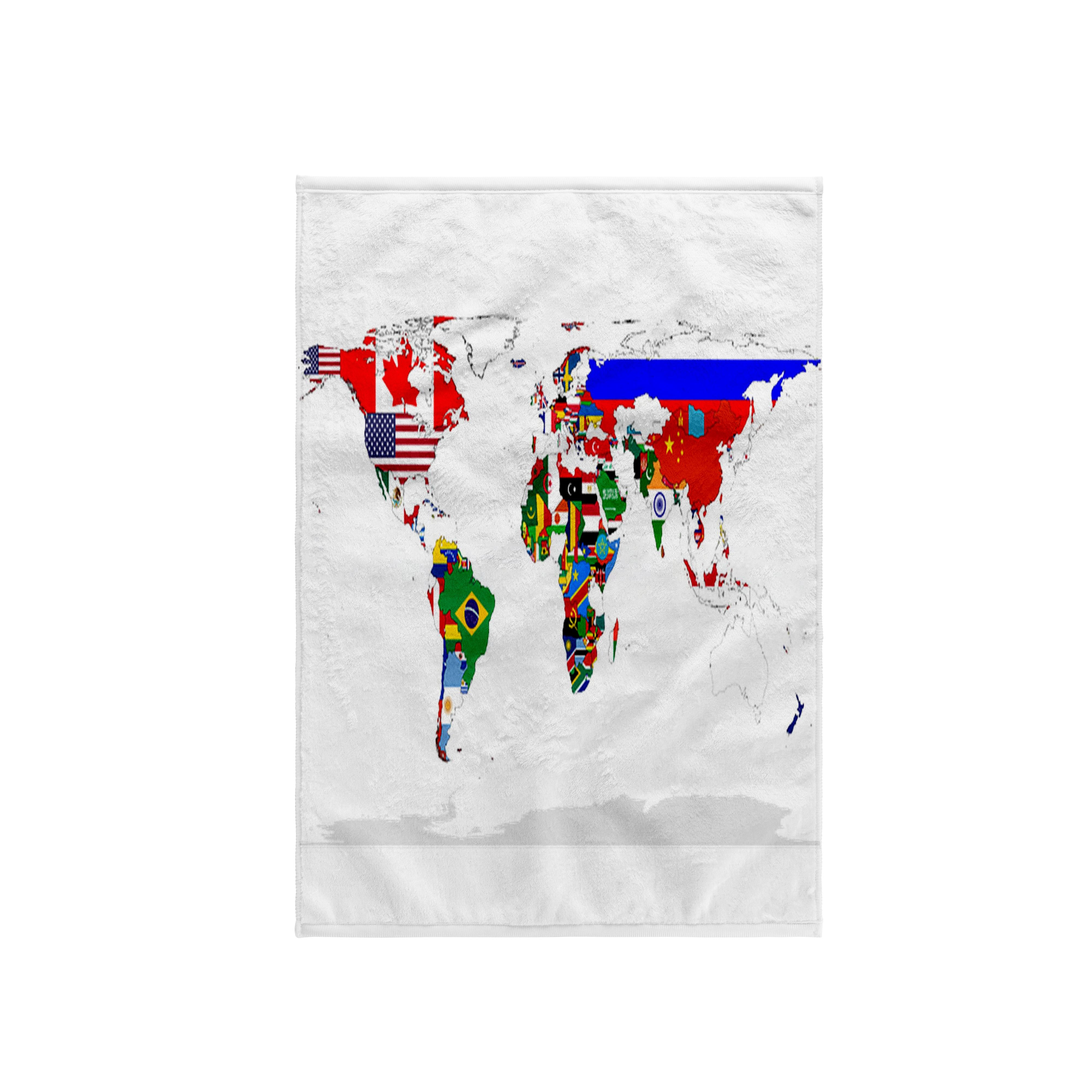 3dRose, Print of World Map With Countries Flags, 15x22 Hand Towel ...