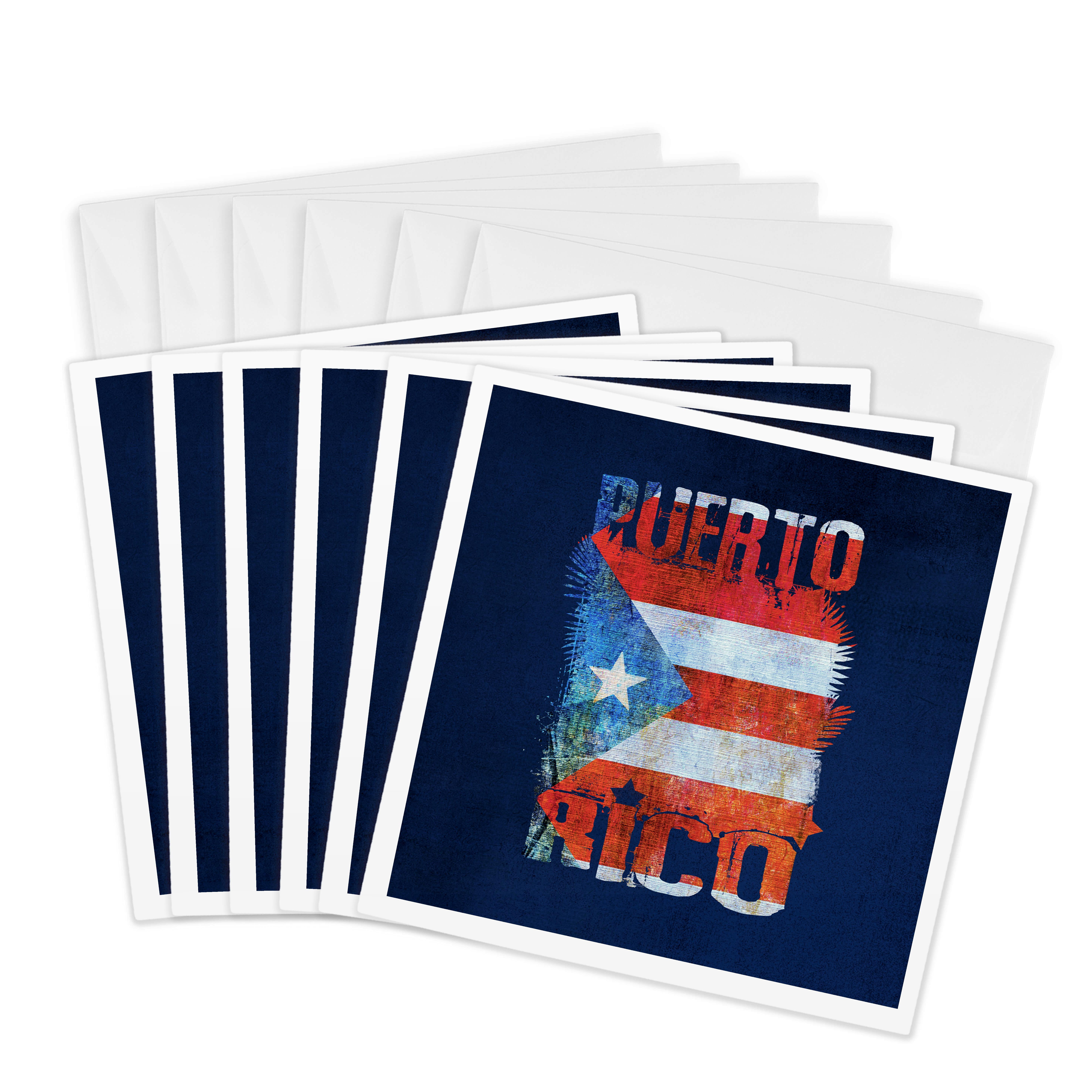3drose, Puerto Rico Flag Distressed Style, 6 Greeting Cards with ...