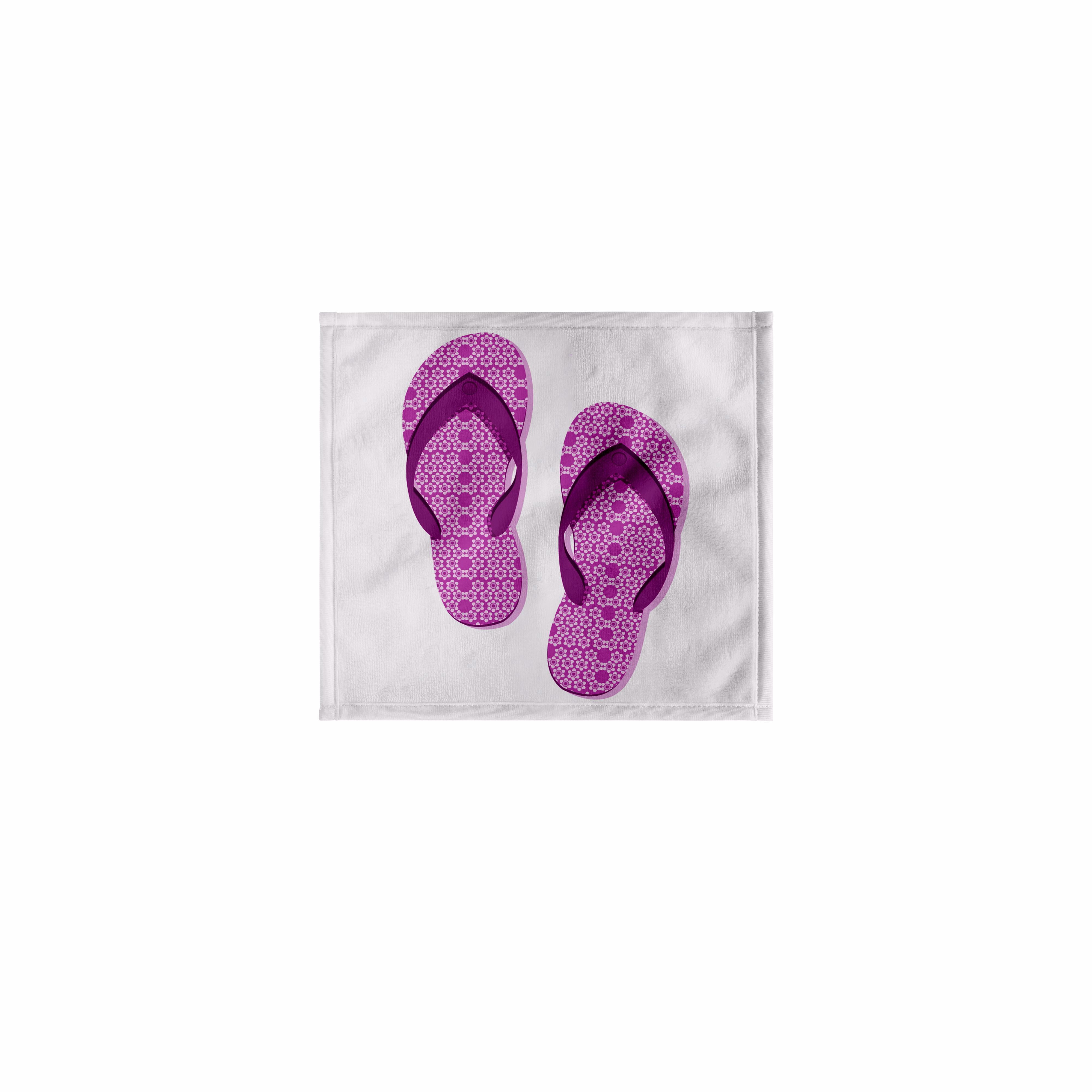 3dRose, Purple Flowered Flip Flop Shoe, 11x12 Wash Cloth for Face and ...