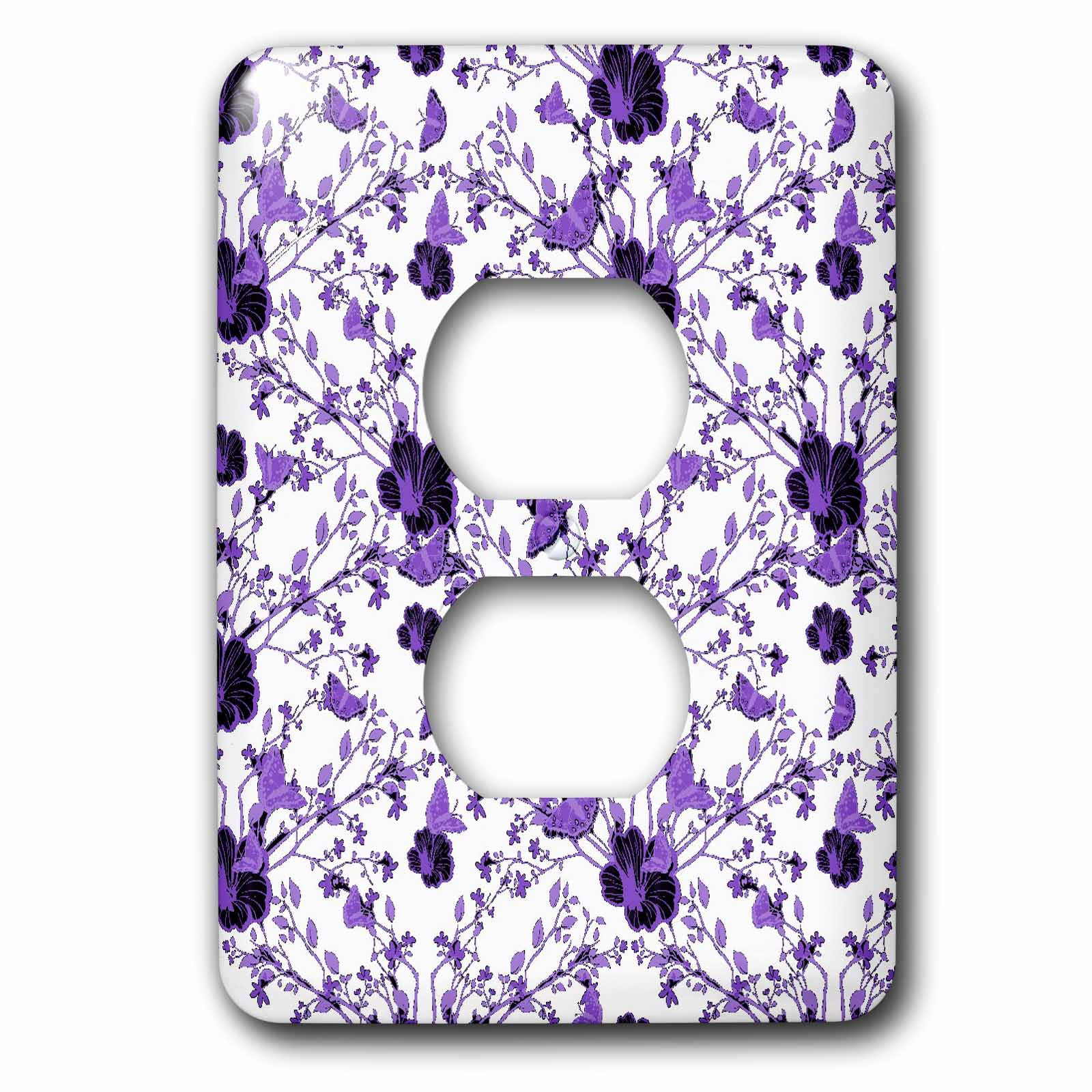 3dRose, Purple Flowers and Butterflies, 2 plug outlet cover - Walmart.com