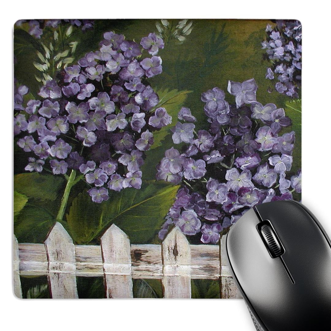 3dRose, Purple Lilacs Behind Small White Garden Fence, Mouse Pad ...