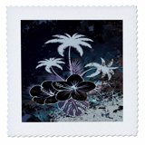 3dRose, Purple and Blue Hawaiian Flowers With Palm Trees, 10x10 inch ...
