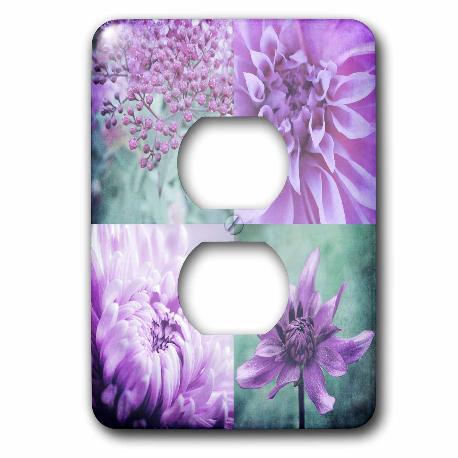 3dRose, Quartet Of Four Flower Images In Pastel Matte Purple, 2 plug ...
