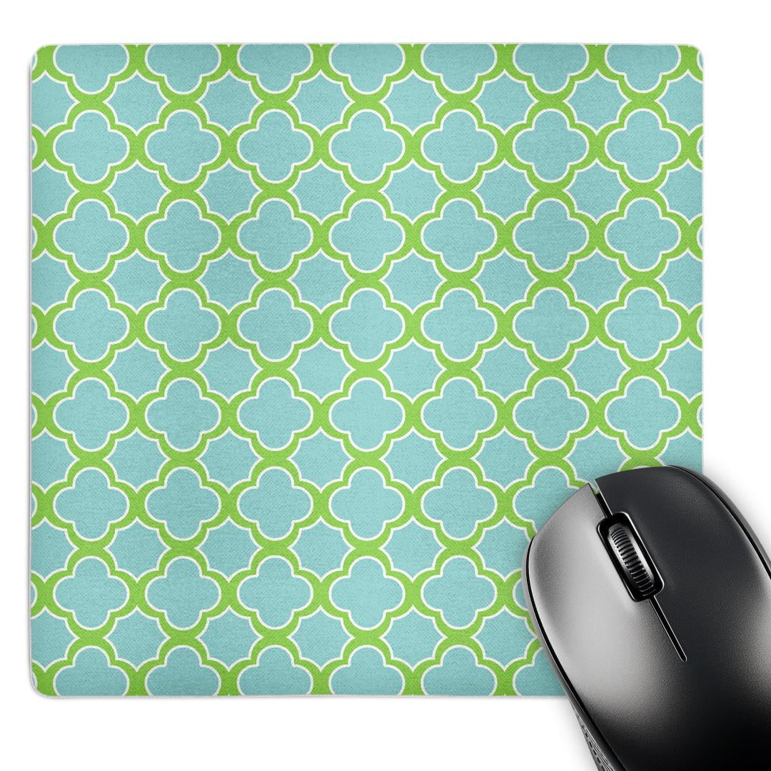 3dRose, Quatrefoil Pattern Aqua Blue and Lime Green, Mouse Pad ...