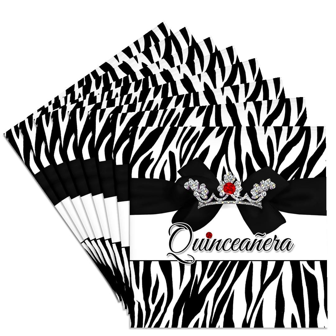 3dRose, Quinceanera Zebra Print with Red and Silver Crown Digital Bling ...