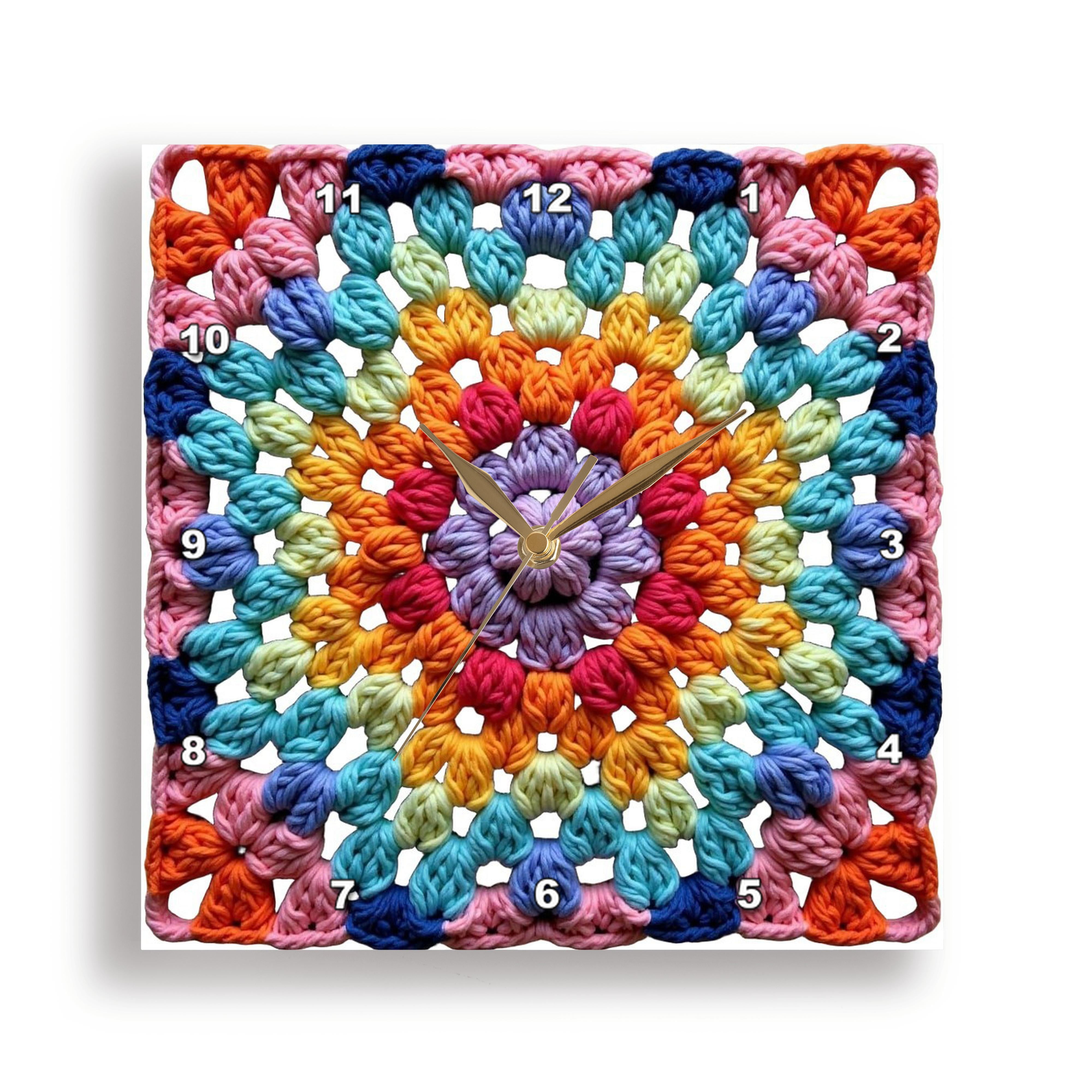 3dRose, Red And Pink Edged Granny Square Crochet Pattern Seventies ...