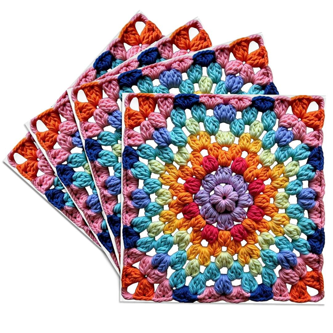 3drose, Red and Pink Edged Granny Square Crochet Pattern Seventies ...