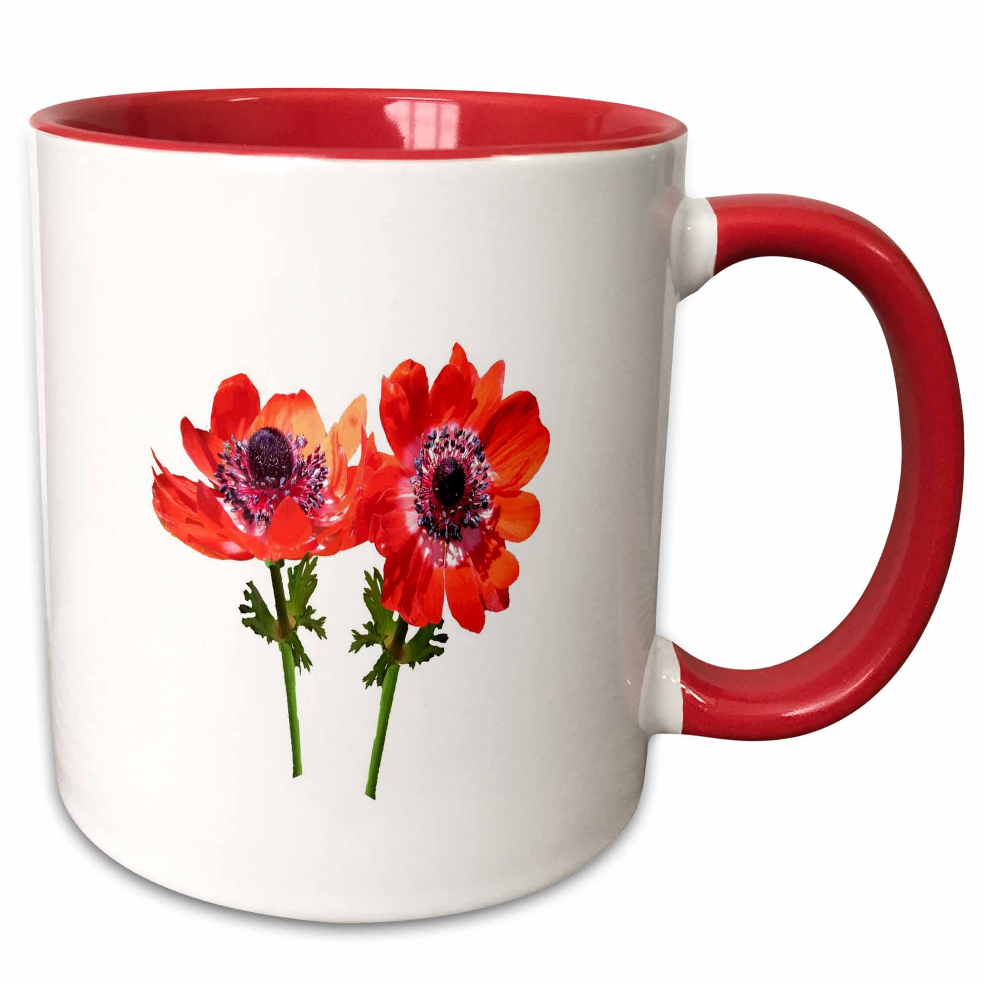 3drose, Red Anemone Wildflower Vector Art Cut Out, 11oz Two-tone Red ...