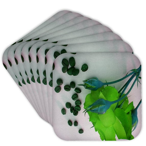 3drose, Red Roses and Coffee Beans, Set of 8 Coasters - Soft - Walmart.com