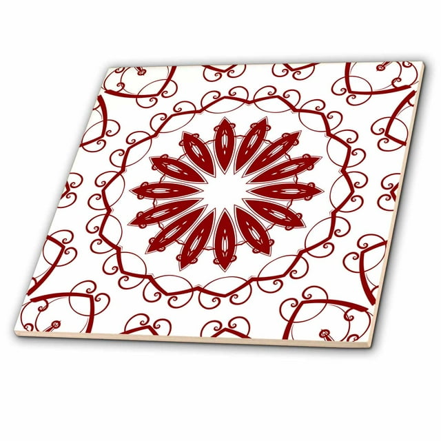 3dRose Red and Black Mandala Plate - Ceramic Tile, 8-inch - Walmart.com