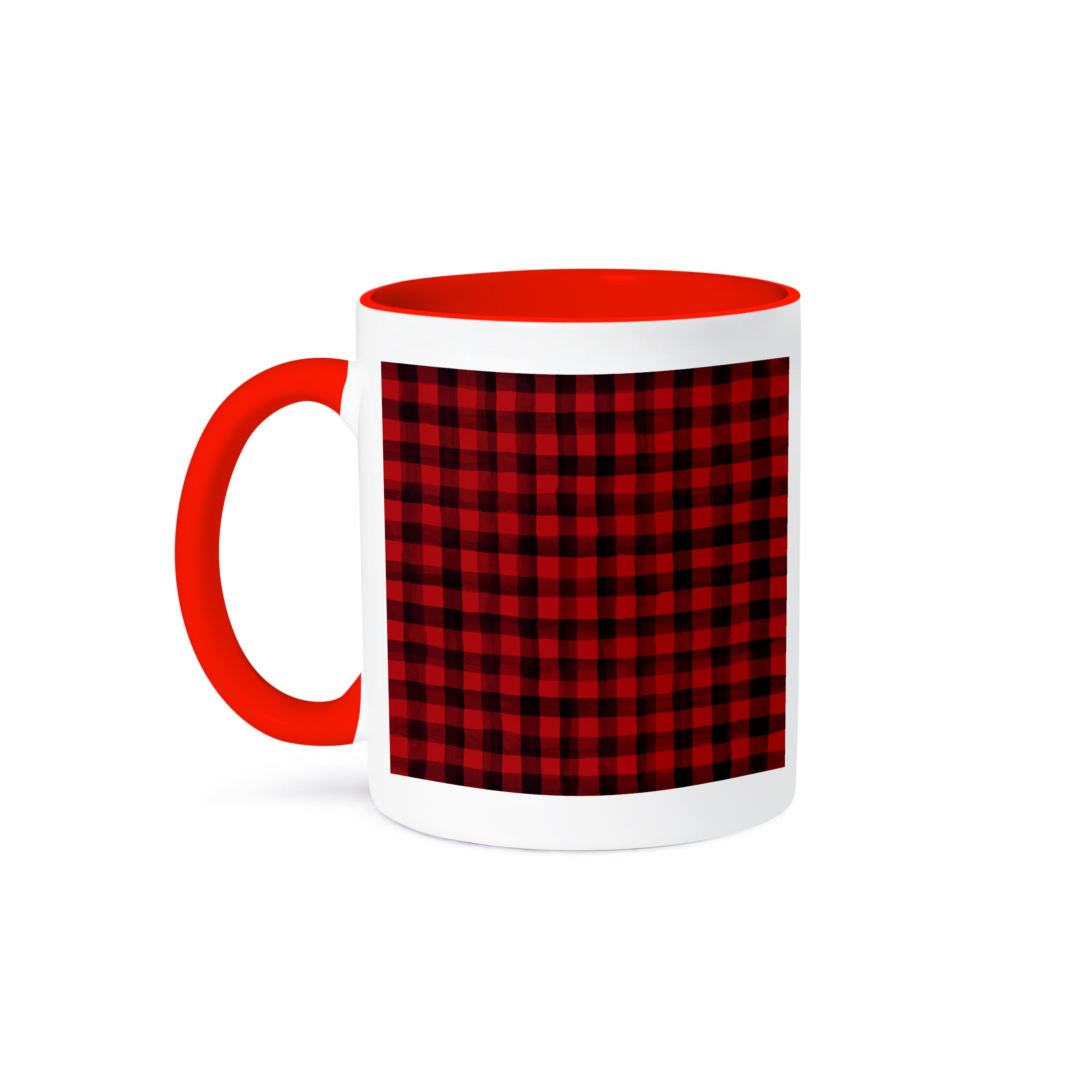 3dRose, Red and Black Plaid Checks Pattern, 11oz Two-Tone Red Mug ...
