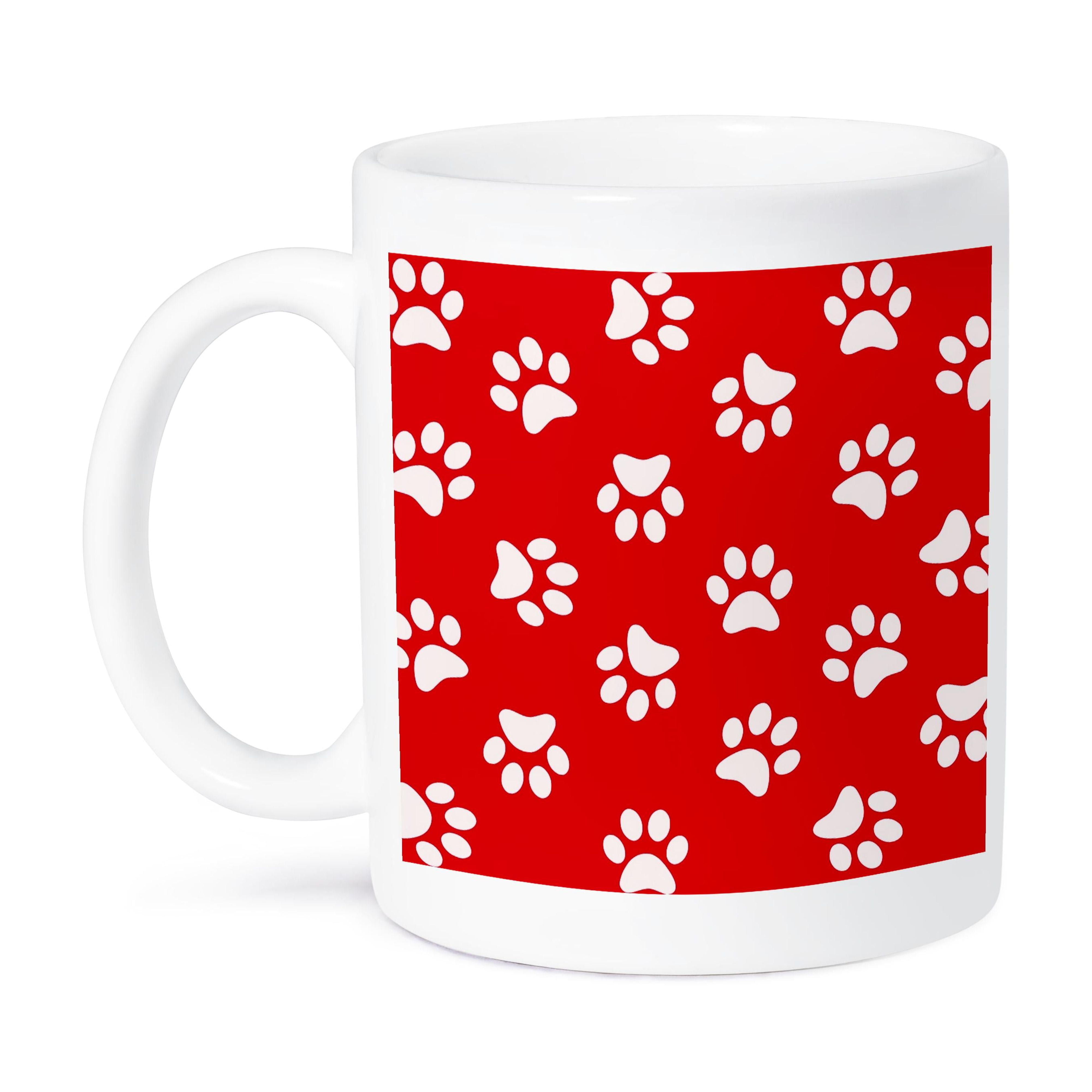 3dRose, Red and white Paw print pattern - stylish pawprints - cute ...