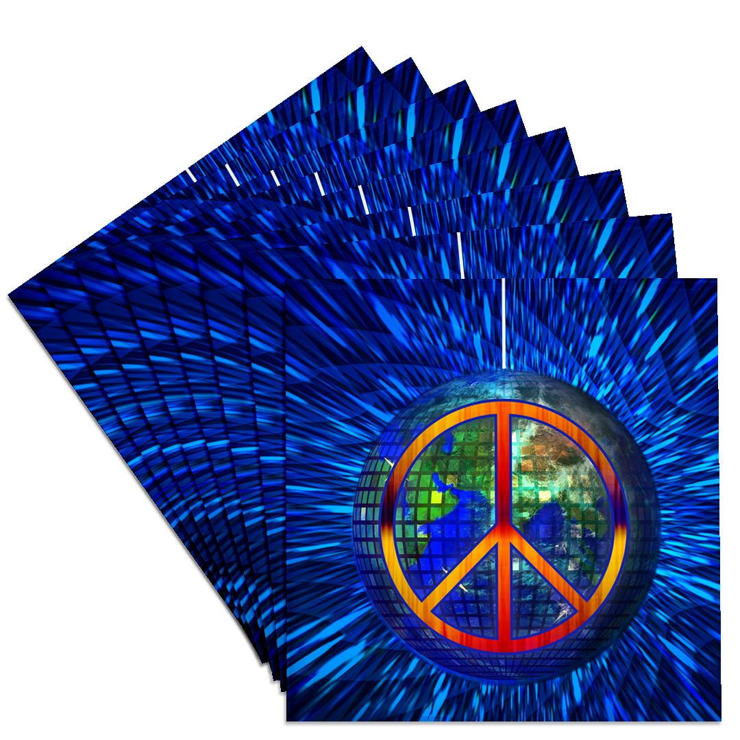 3dRose, Retro Hippie Themed Peace on Earth with Disco Ball and Tie Dye ...