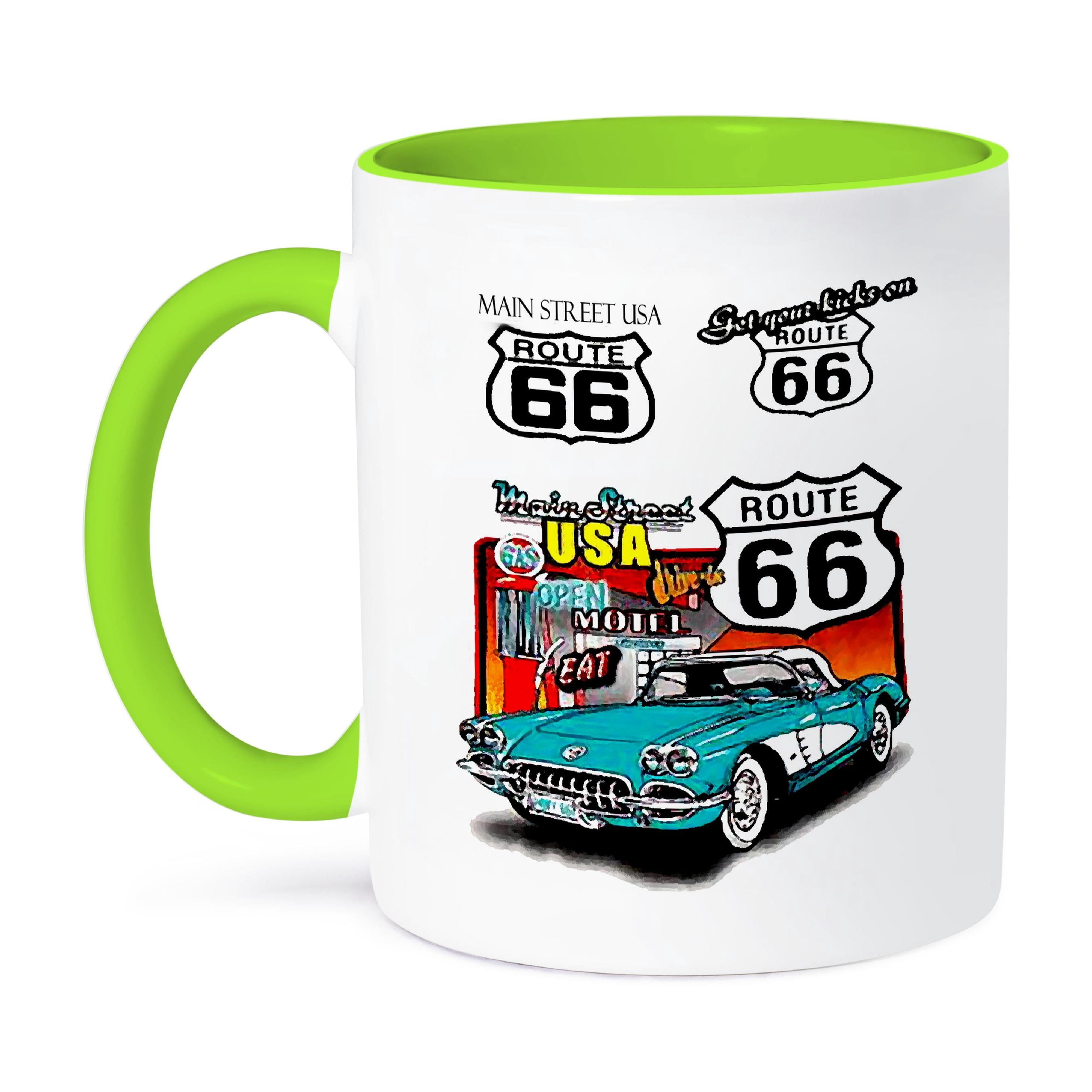3dRose, Route 66, 15oz Two-Tone Green Mug - Walmart.com