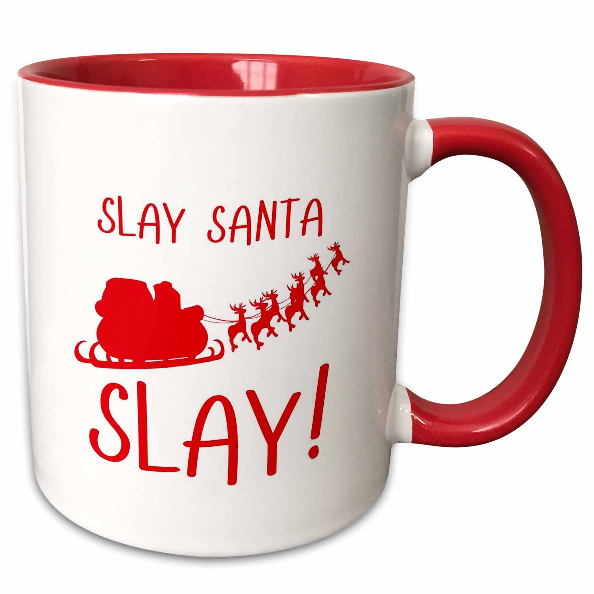 3drose, Slay Santa Slay in Red, 15oz Two-tone Red Mug - Walmart.com