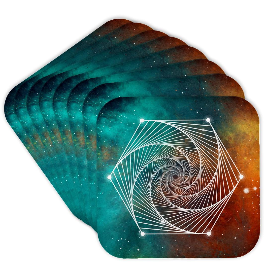 3dRose, Sacred Octagon Geometry On A Teal and Orange Galaxy Background ...