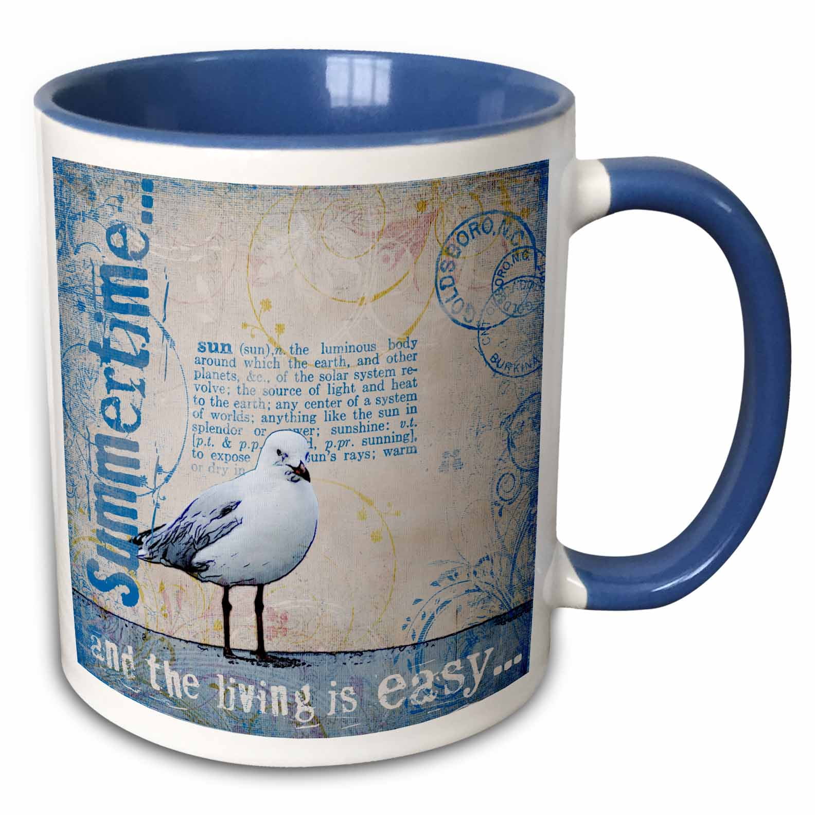 3drose, Sea Gull Mixed Media Art with Text Summertime and the Living Is ...