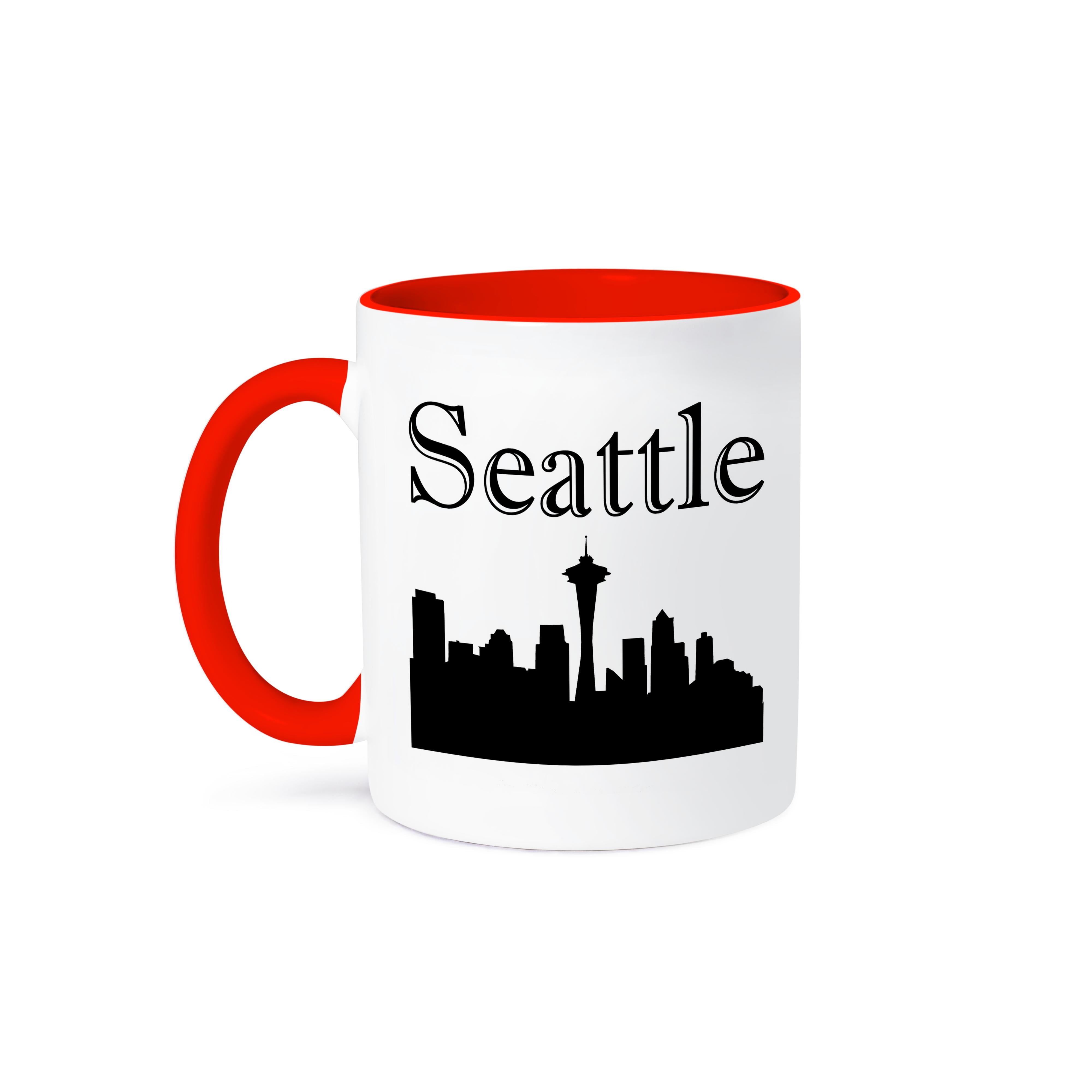 3dRose, Seattle skyline., 11oz Two-Tone Red Mug - Walmart.com