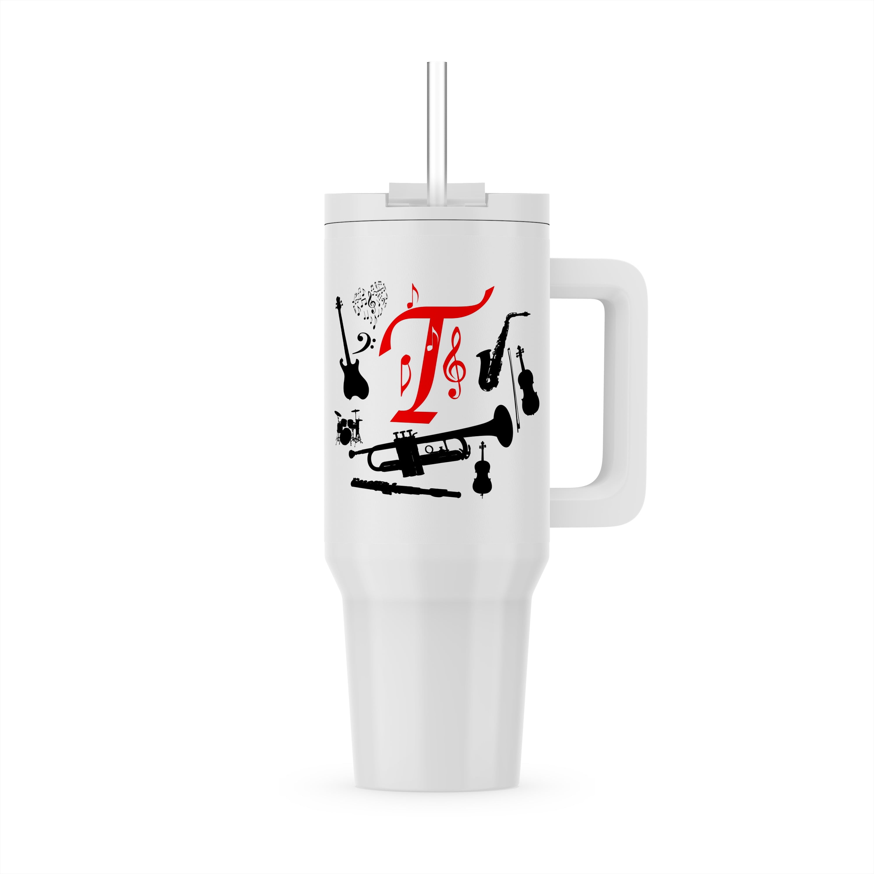 Set Of Musical Instruments. Black, Red Notes. Gorgeous Red Letter T ...