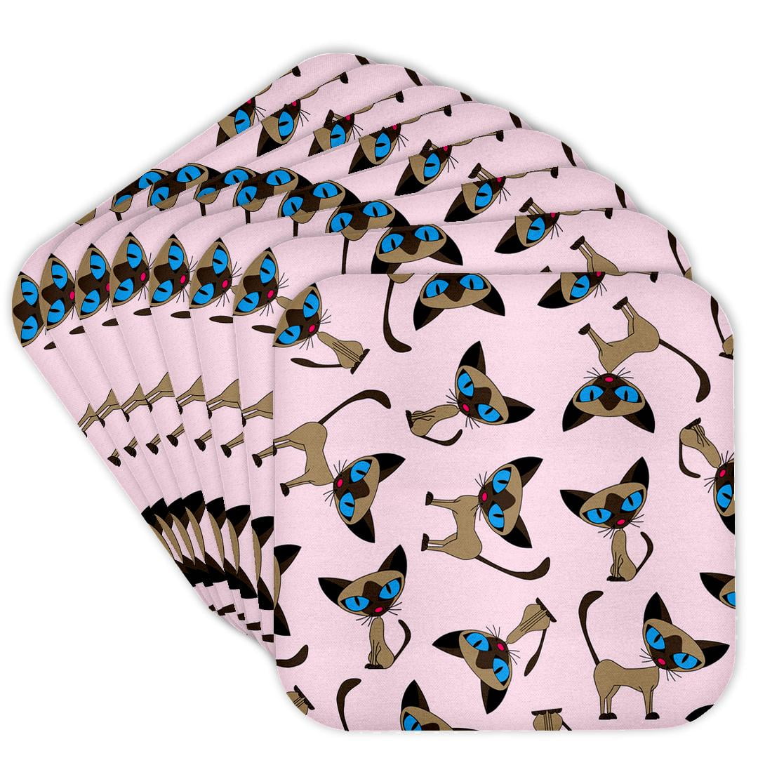 3drose, Siamese Cat Print Pink, Set of 8 Coasters - Soft - Walmart.com