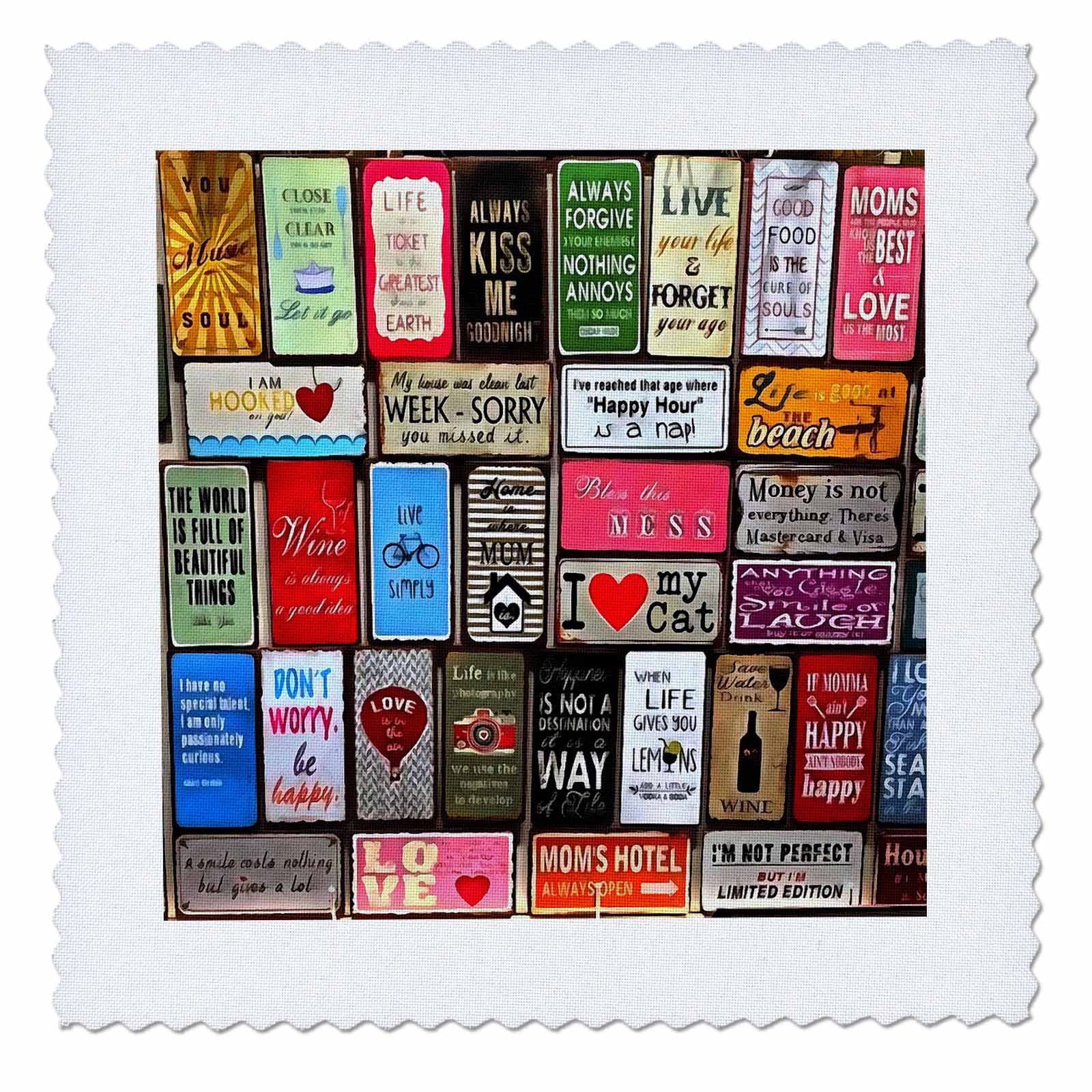 3dRose, Signs Of The Time Inspirational Quote Mosaic, 8x8 inch quilt ...