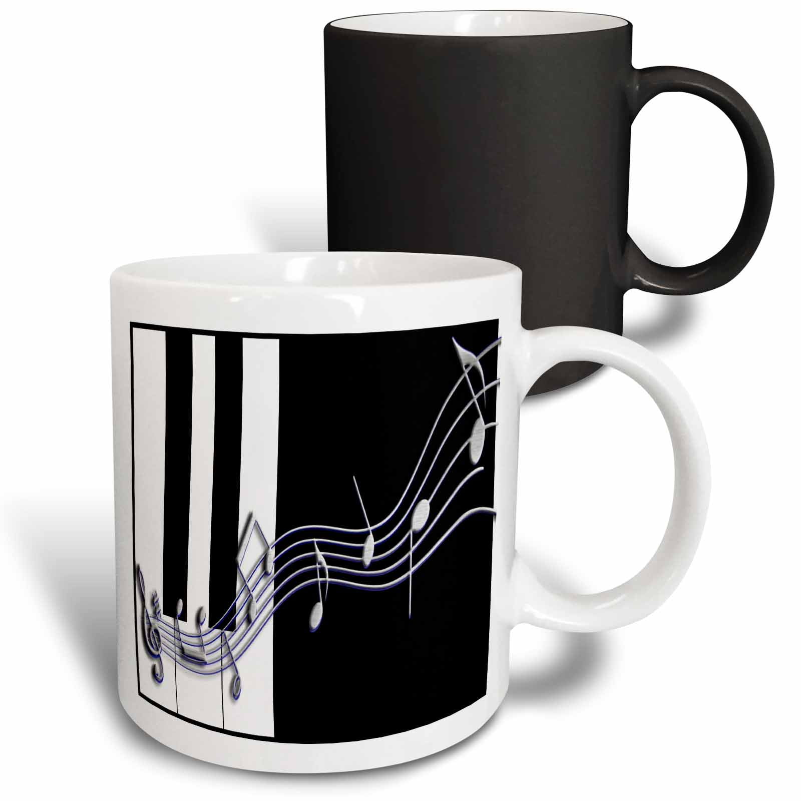 3drose, Silver Music Notes on Piano Keys, 11oz Magic Transforming Mug ...