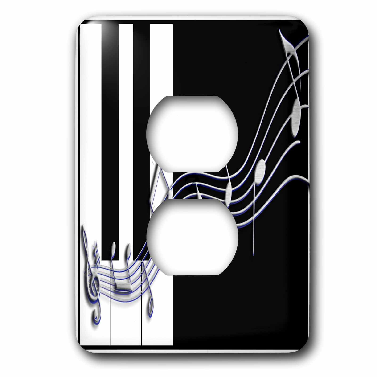 3dRose, Silver Music Notes on Piano Keys, 2 plug outlet cover - Walmart.com