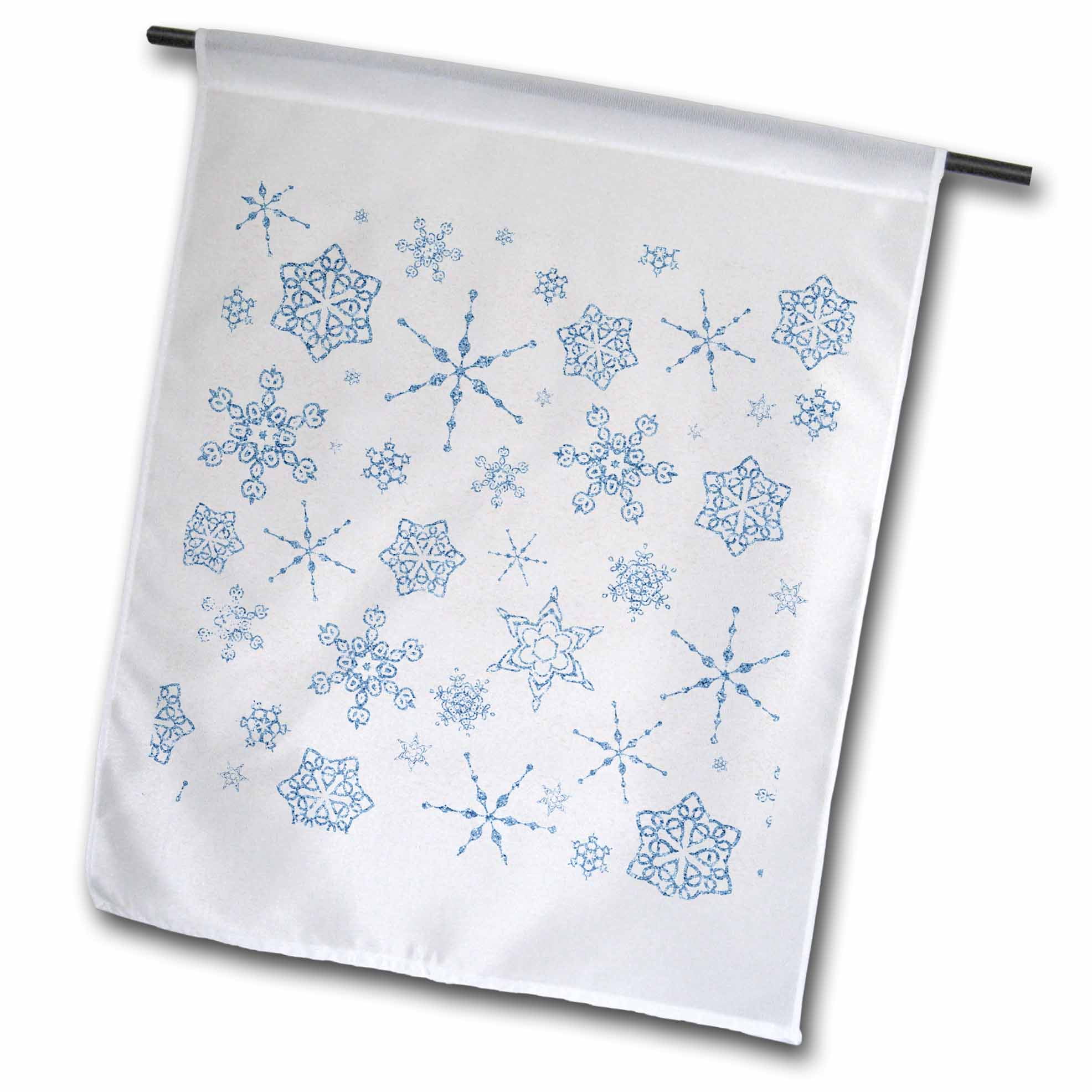3dRose, Silver and Blue Elegant Snowflake Pattern, 12 x 18 inch Garden ...