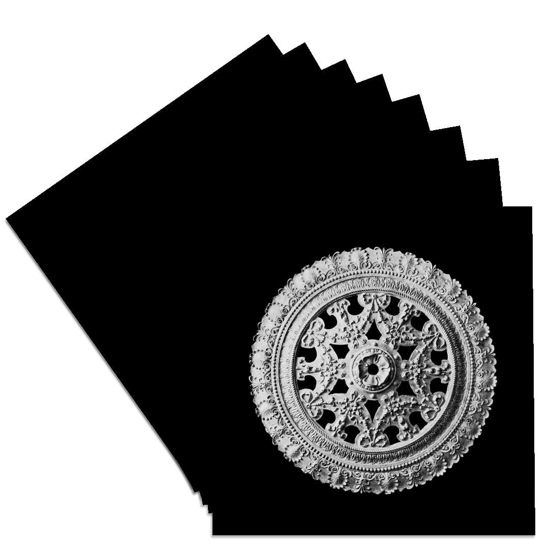 3dRose, Silver gray ornate vintage architectural element on black ...